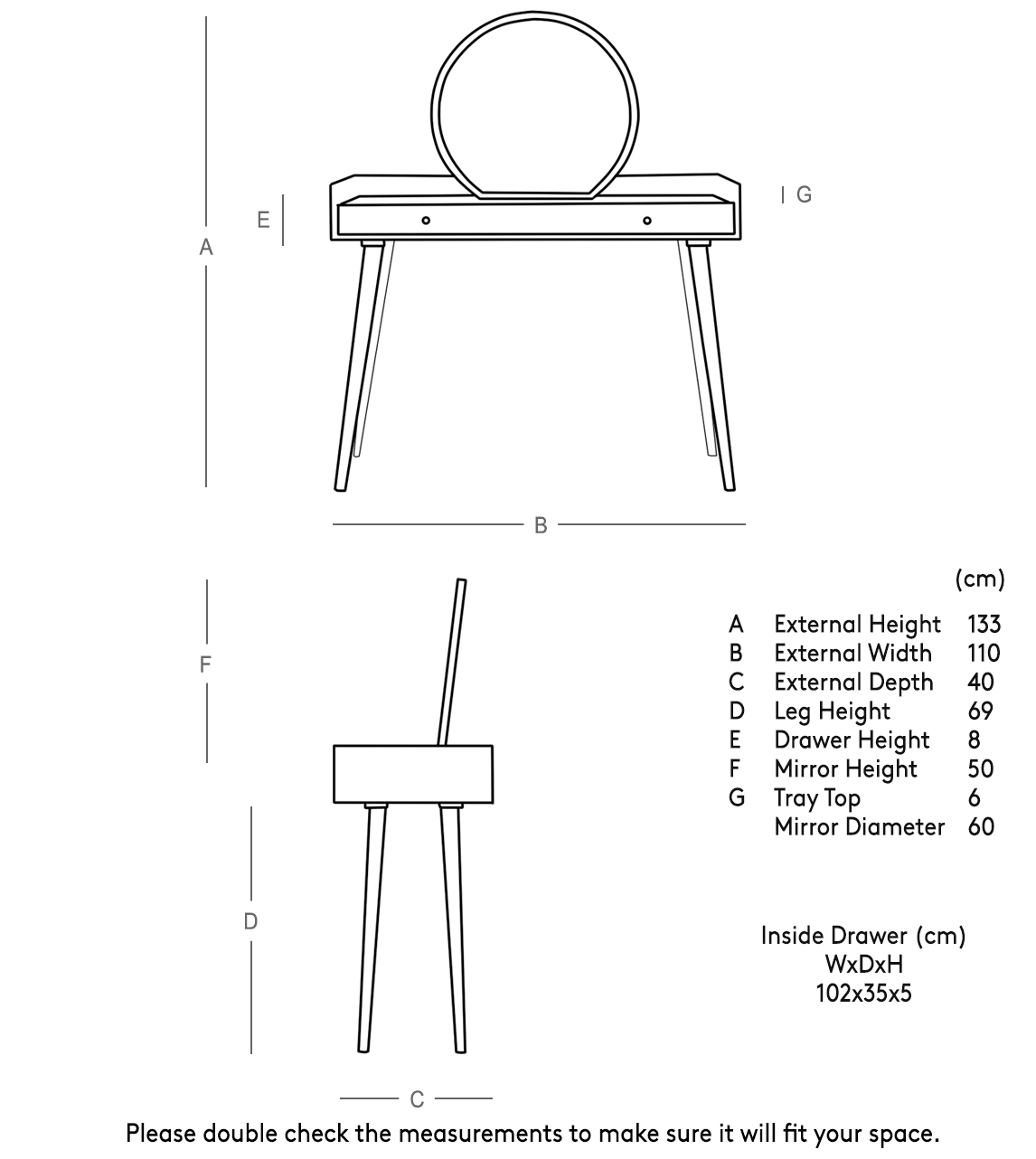 Fresco Mid-Century Style Dressing Table in Mango Wood & Brass | Swoon