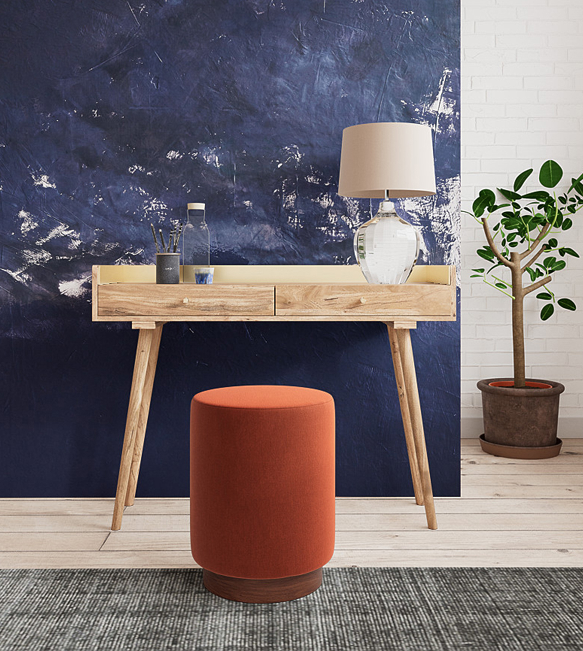 Fresco Desk, Scandi Style in Natural Oak-stained Mango Wood. | Swoon