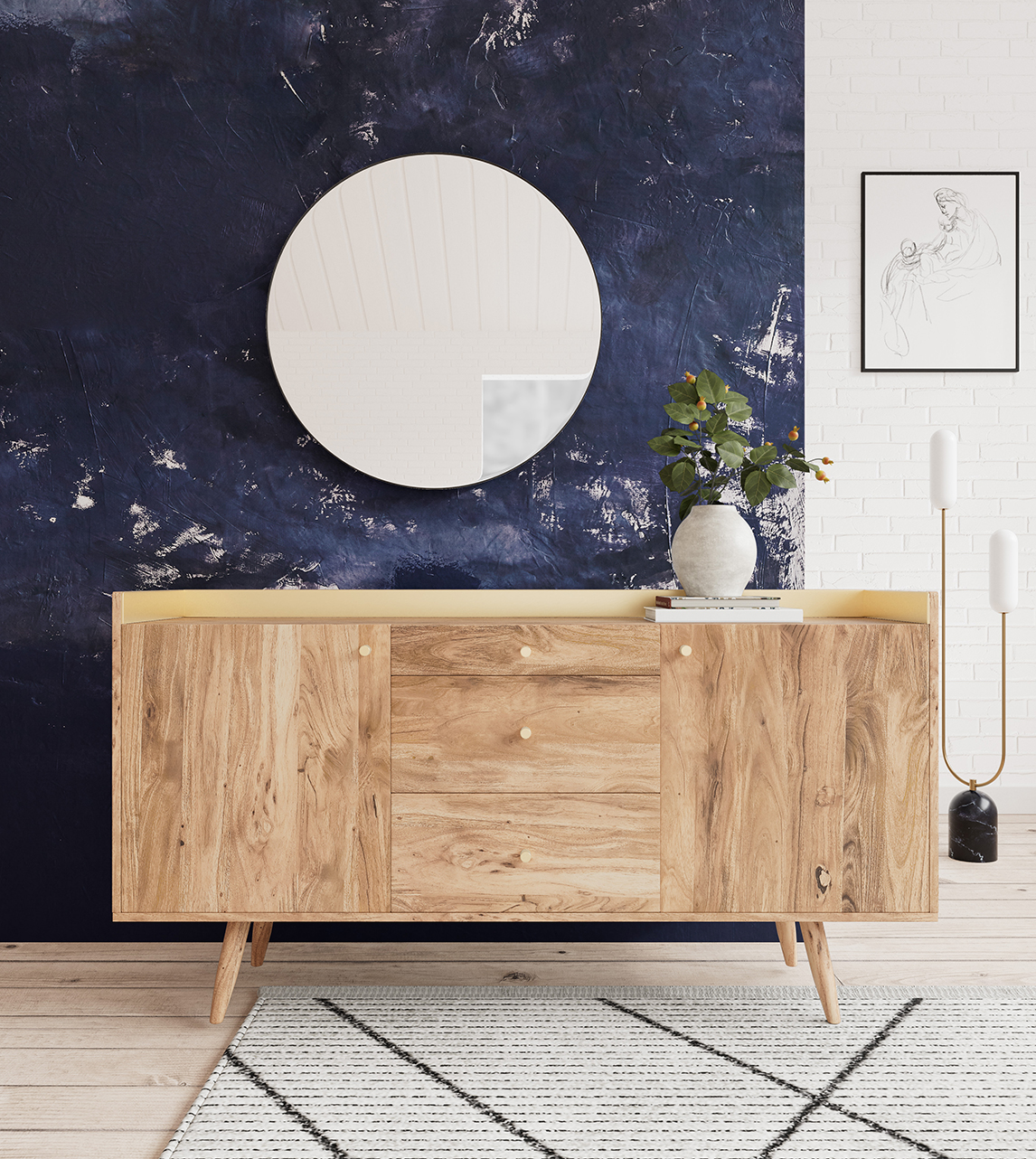 Fresco Sideboard in Brass & Mango Wood | Swoon