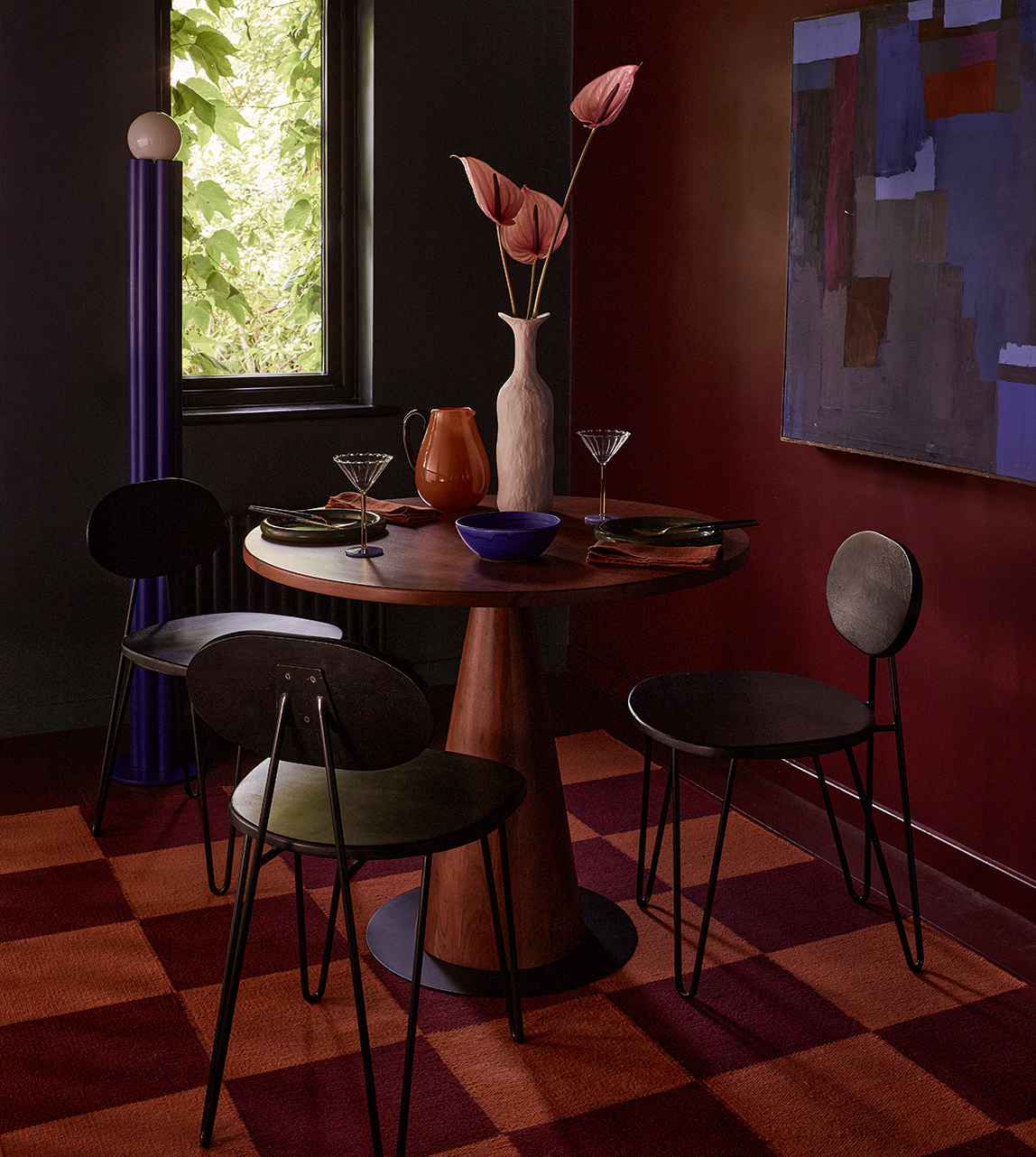 Figura Scandi Four-seater Dining Table in Dark Brown Acacia & Matt ...