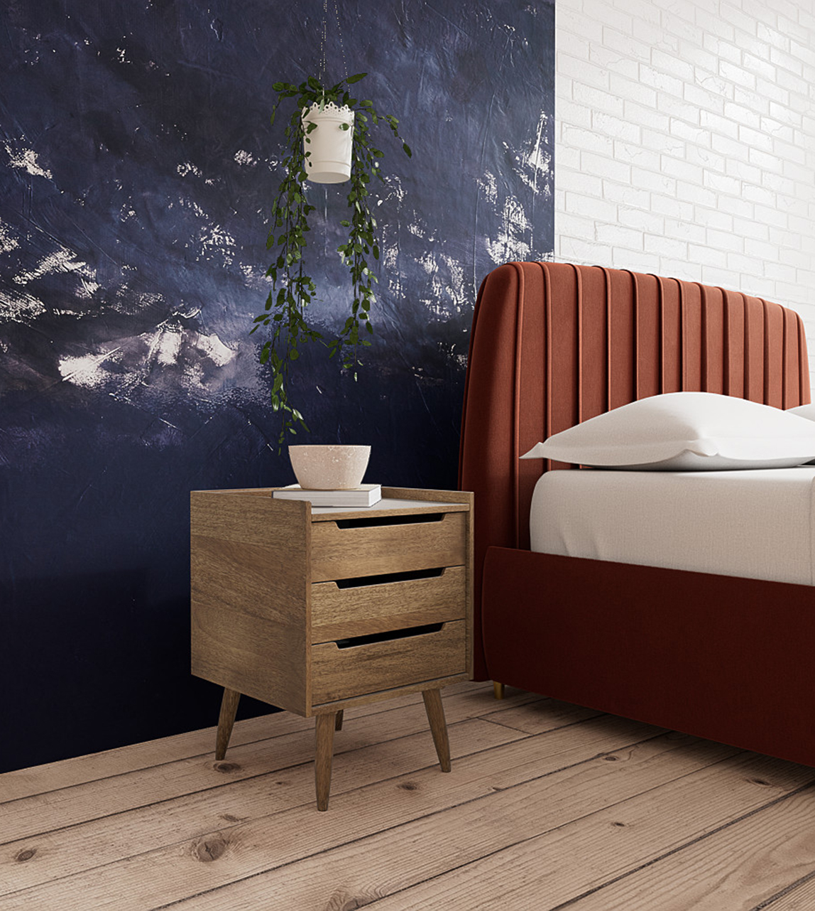 Southwark Scandi Style Bedside Table with Three Drawers in Natural Oak ...