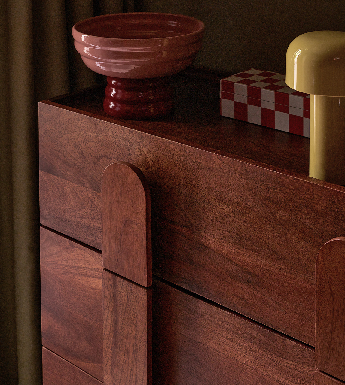 Rolo Scandi Three-drawer Chest of Drawers in Light Brown Mango Wood | Swoon