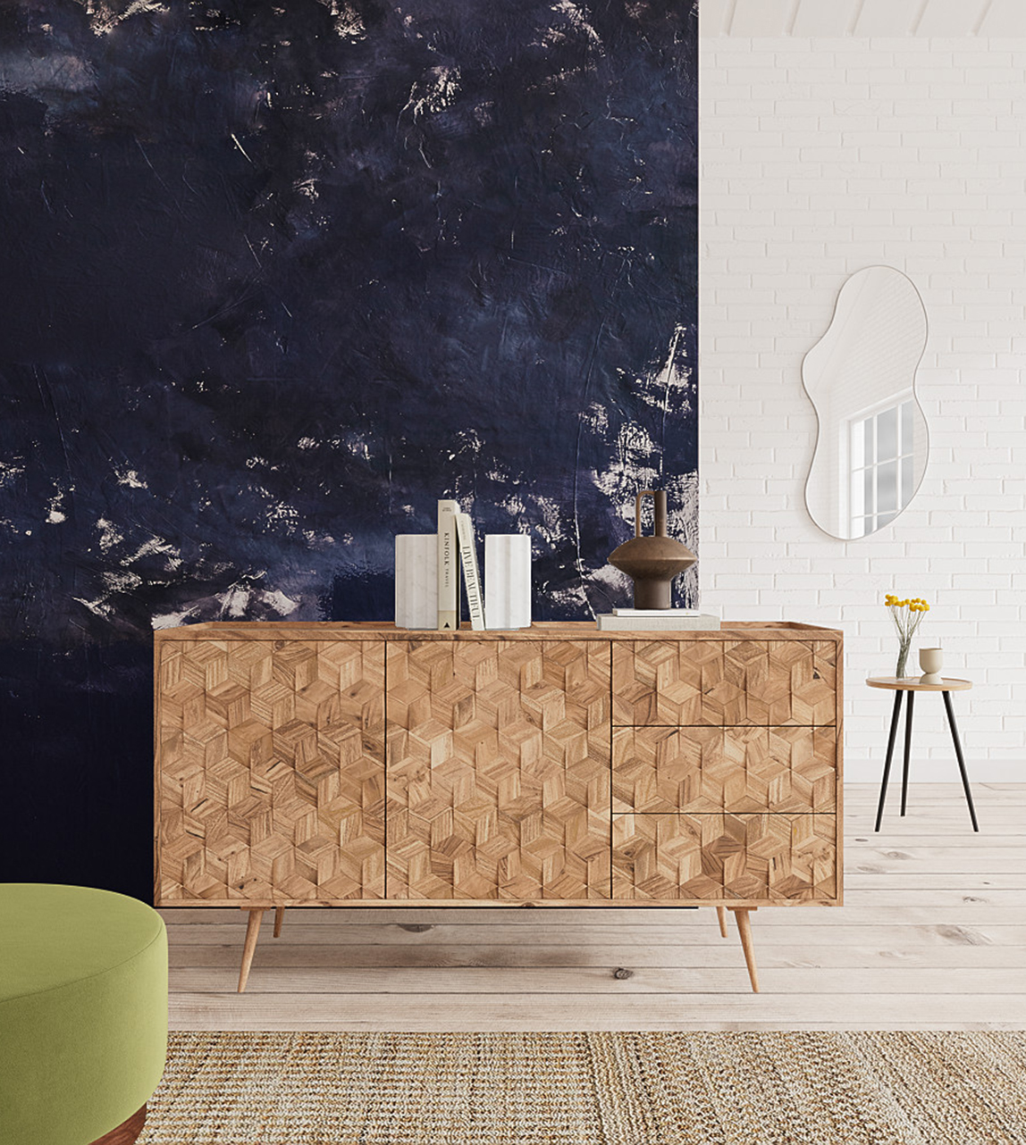Terning Sideboard, Mid-Century Style in Natural Mango Wood | Swoon