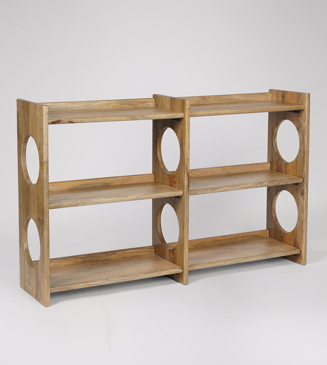 Alduin Contemporary Low Shelving Unit in Natural Oak-Stained Mango Wood ...