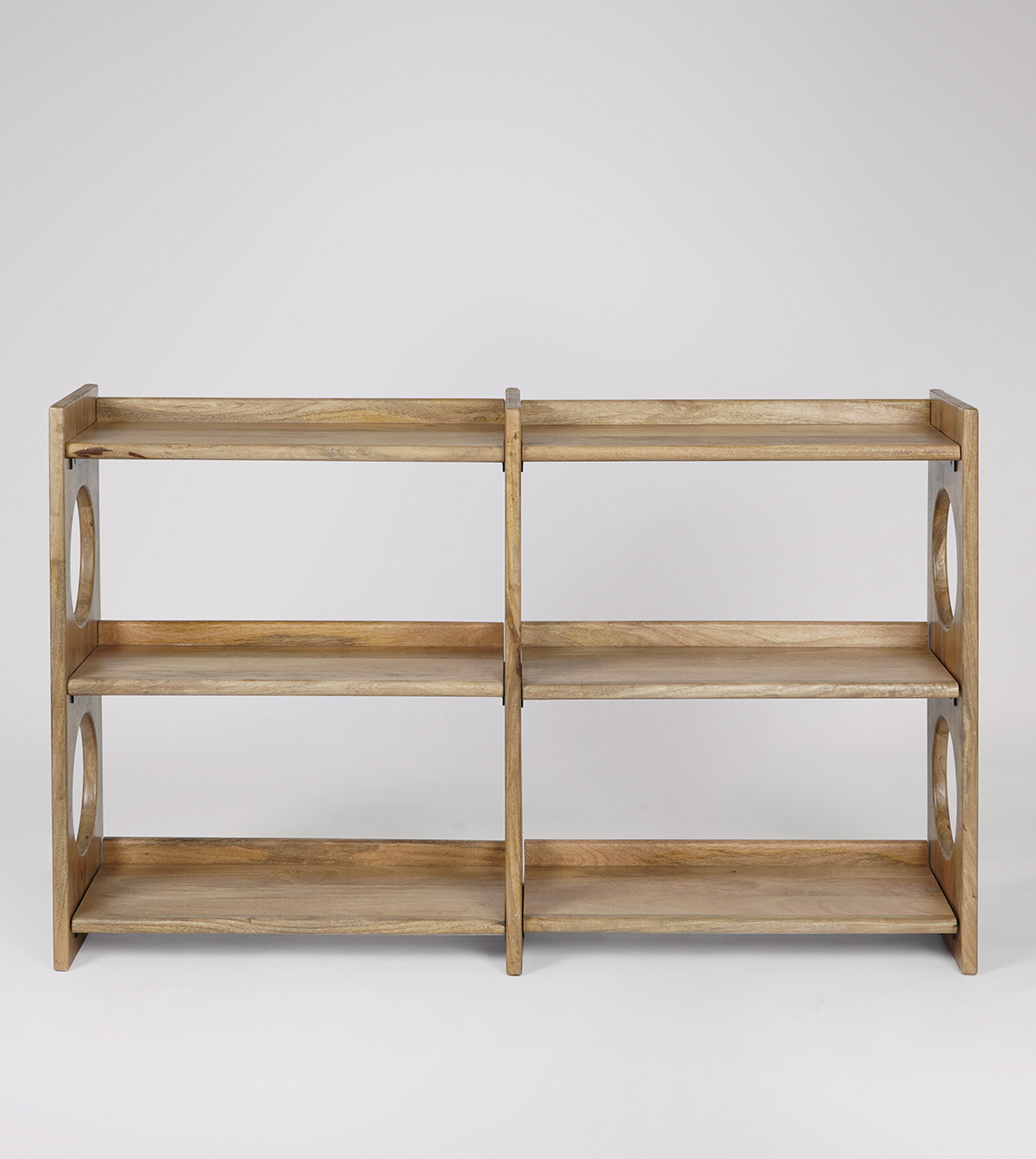 Alduin Contemporary Low Shelving Unit in Natural Oak-Stained Mango Wood ...