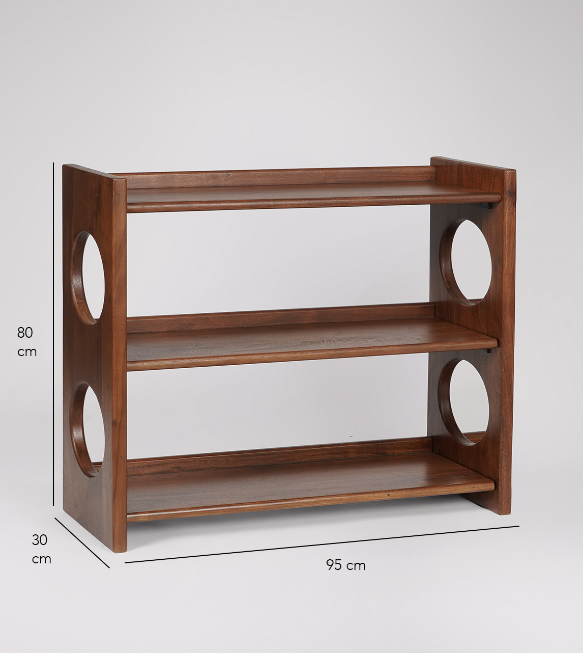 Alduin Contemporary Small Low Shelving Unit in Dark Brown Acacia | Swoon