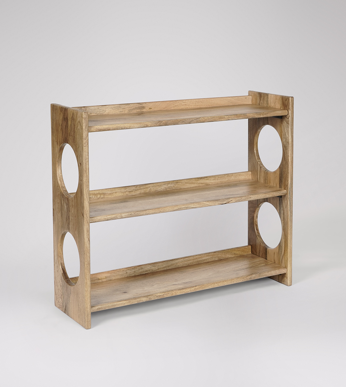 Alduin Contemporary Small Low Shelving Unit in Natural Oak-Stained ...