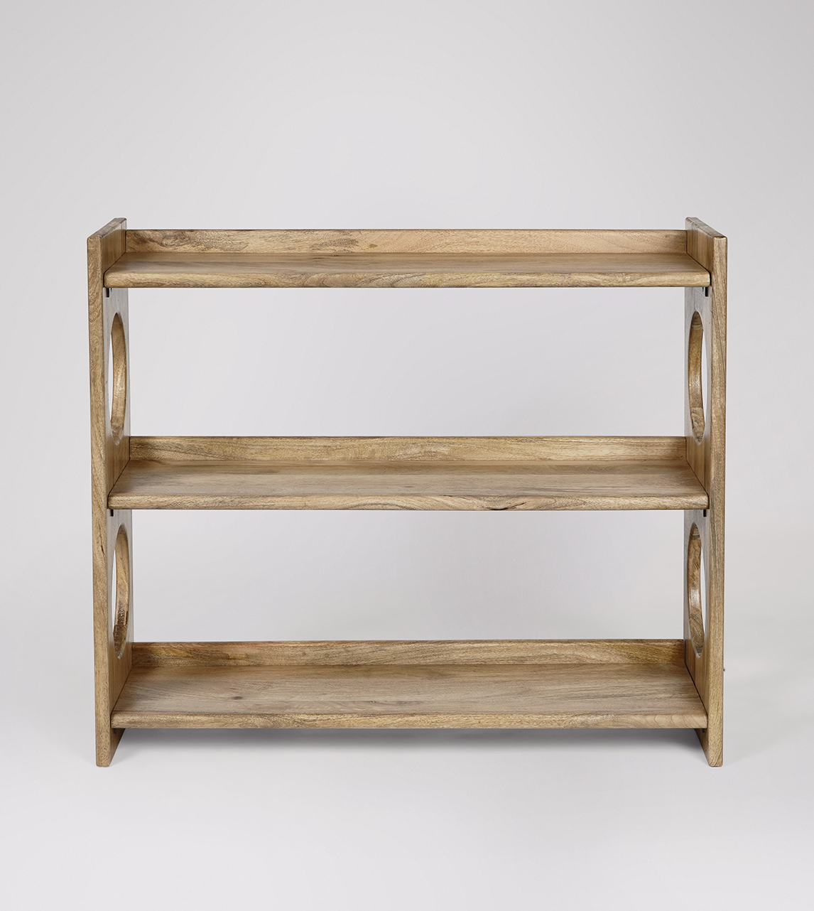 Alduin Contemporary Small Low Shelving Unit in Natural Oak-Stained ...