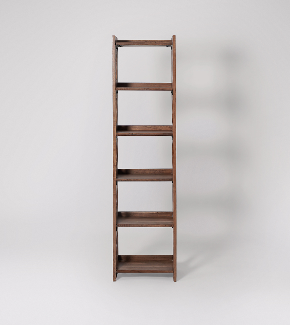 Alduin Contemporary Narrow Shelving Unit in Dark Brown Acacia | Swoon