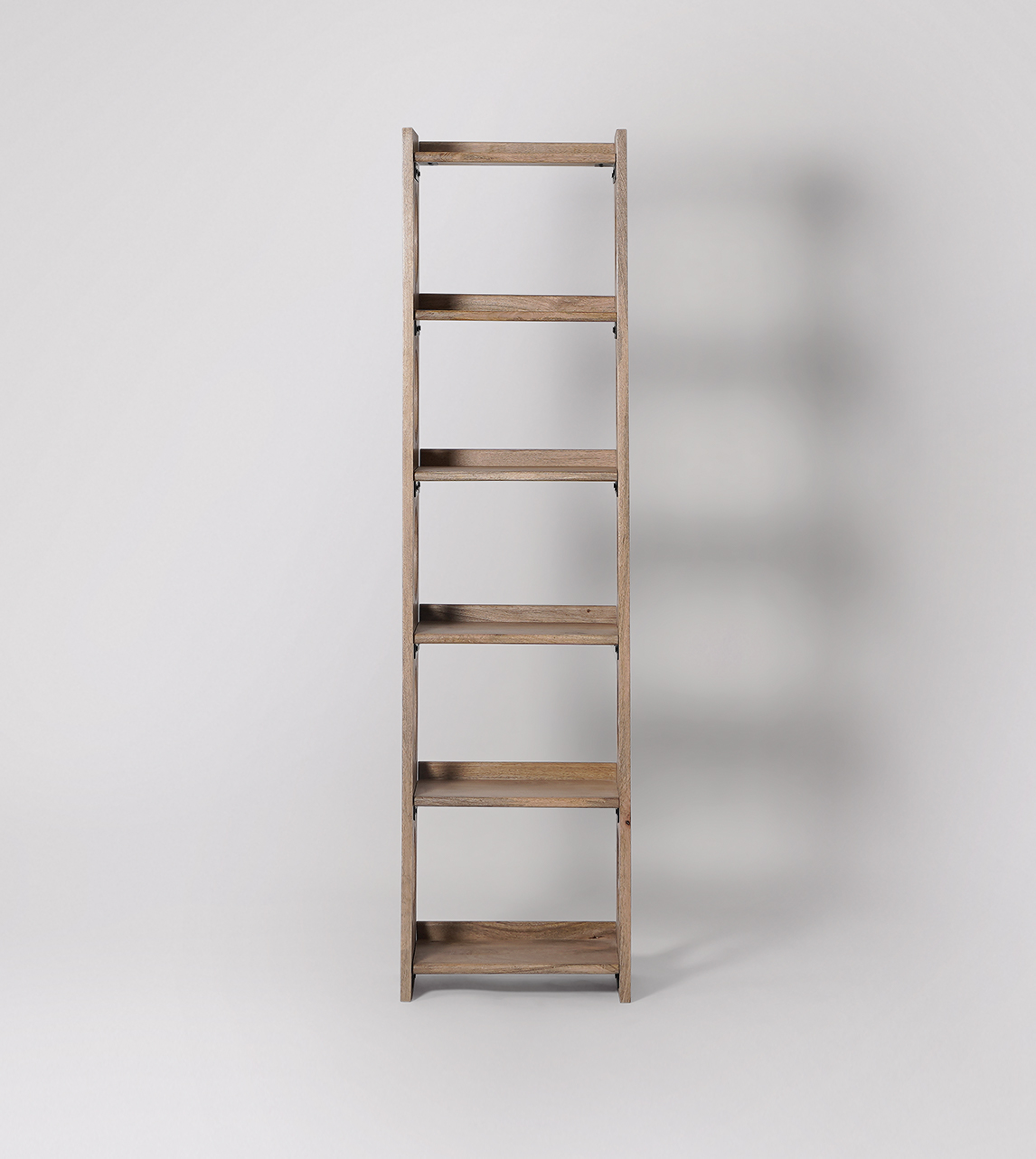 Alduin Contemporary Narrow Shelving Unit in Natural Oak-Stained Mango ...