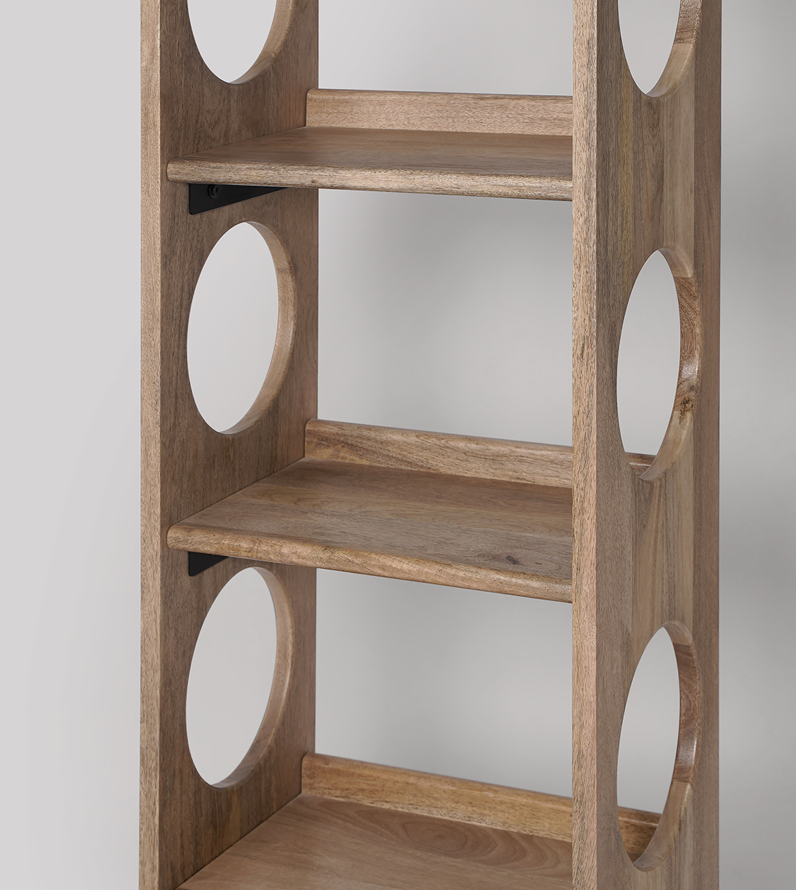 Alduin Contemporary Narrow Shelving Unit in Natural Oak-Stained Mango ...