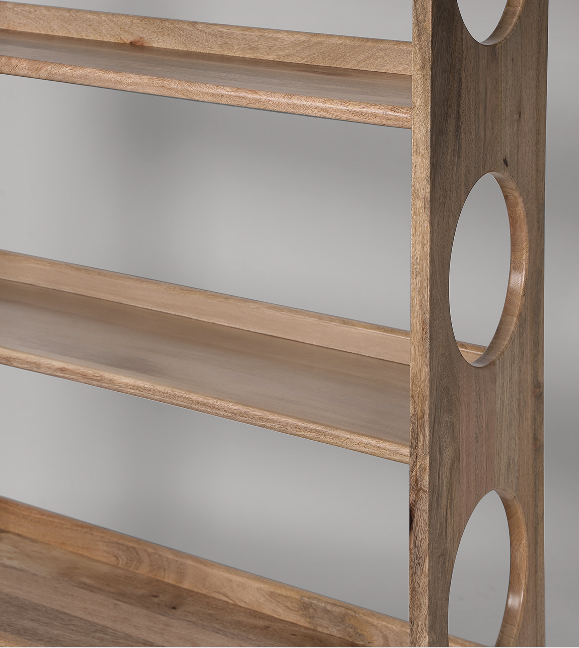 Alduin Contemporary Wide Shelving Unit in Natural Oak-Stained Mango ...