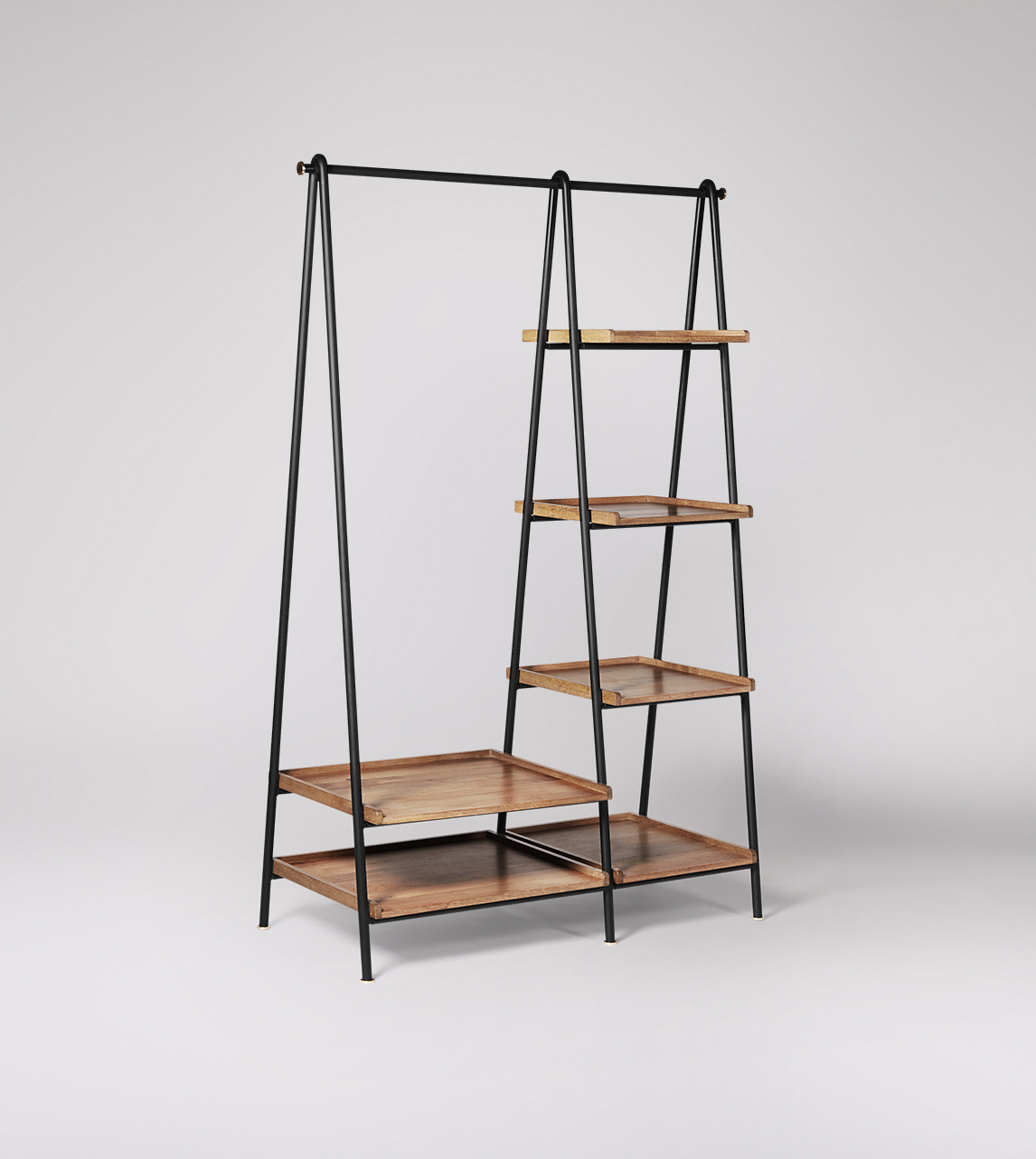 Antwerp Industrial Wardrobe in Black Steel, Brass & Natural Mango Wood ...