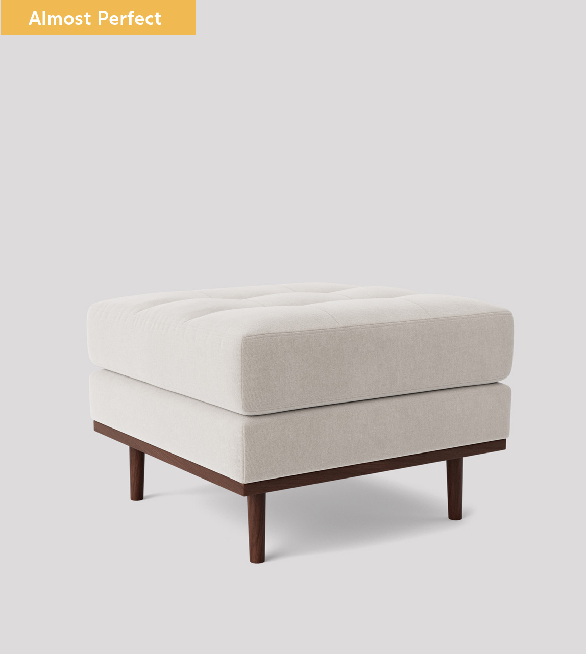 Berlin Ottoman in Ecru Crushed Velvet with Dark Feet | Swoon