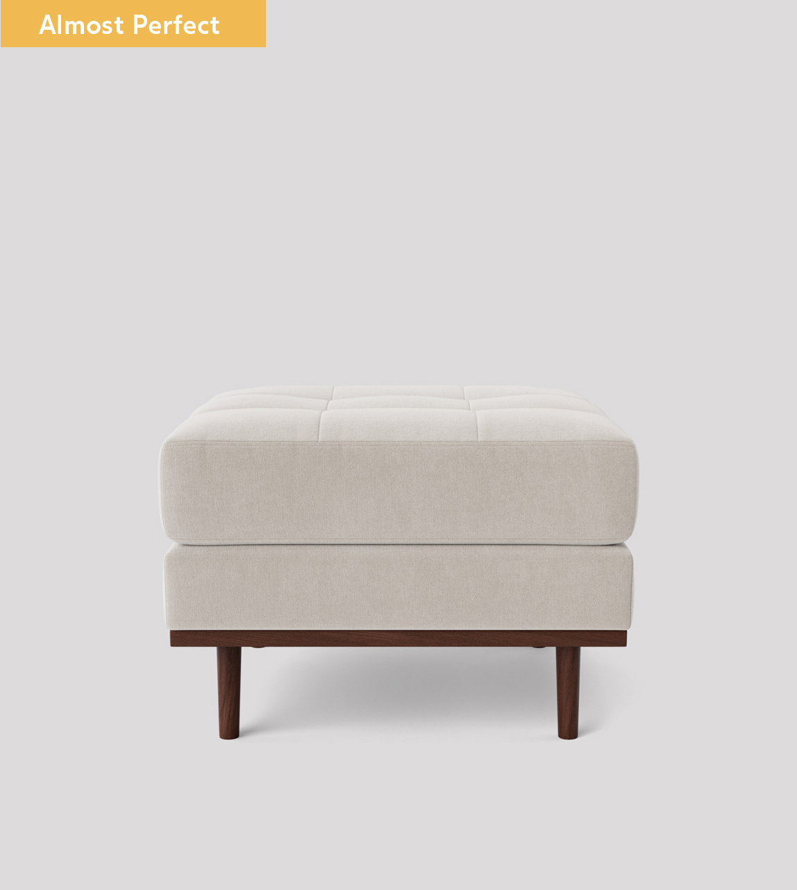 Berlin Ottoman in Ecru Crushed Velvet with Dark Feet | Swoon