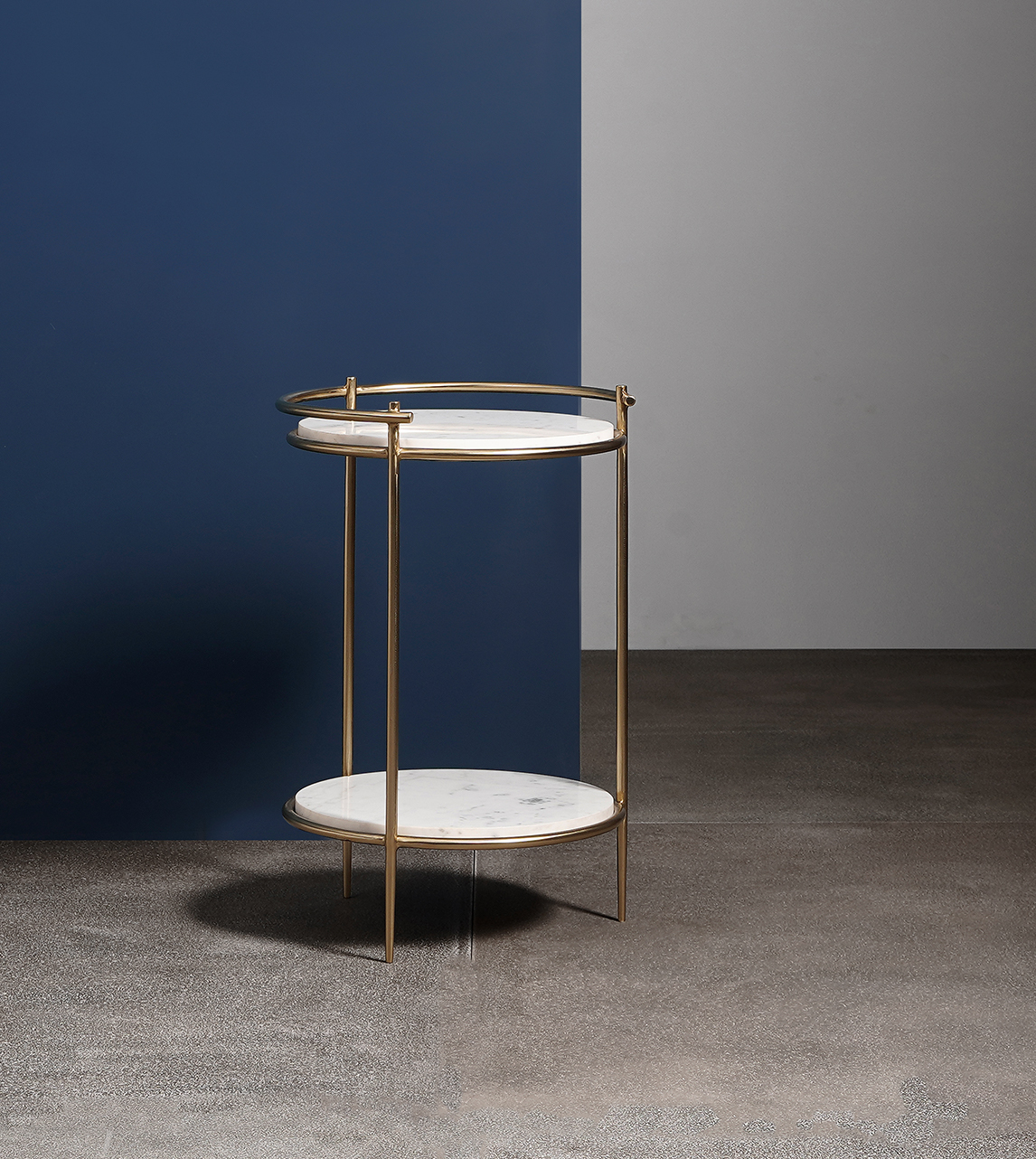Cartizze Luxe Side Table in White Marble & Brass | Swoon