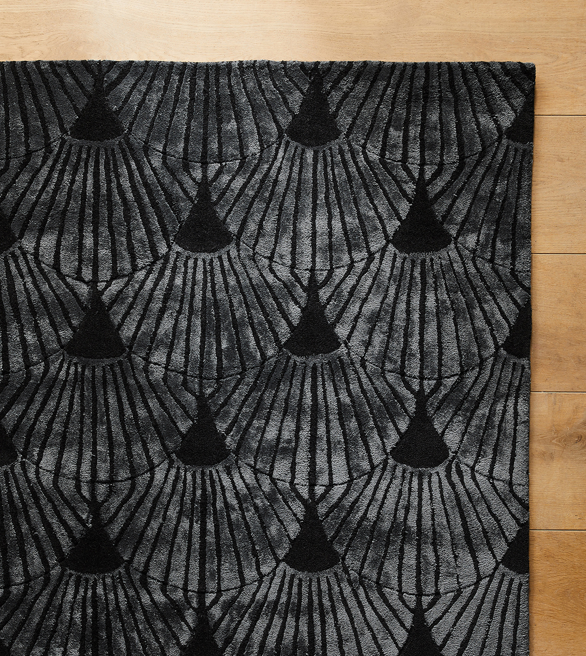 Charlestone Medium Art Deco Rug in Charcoal Grey Charleston Print | Swoon