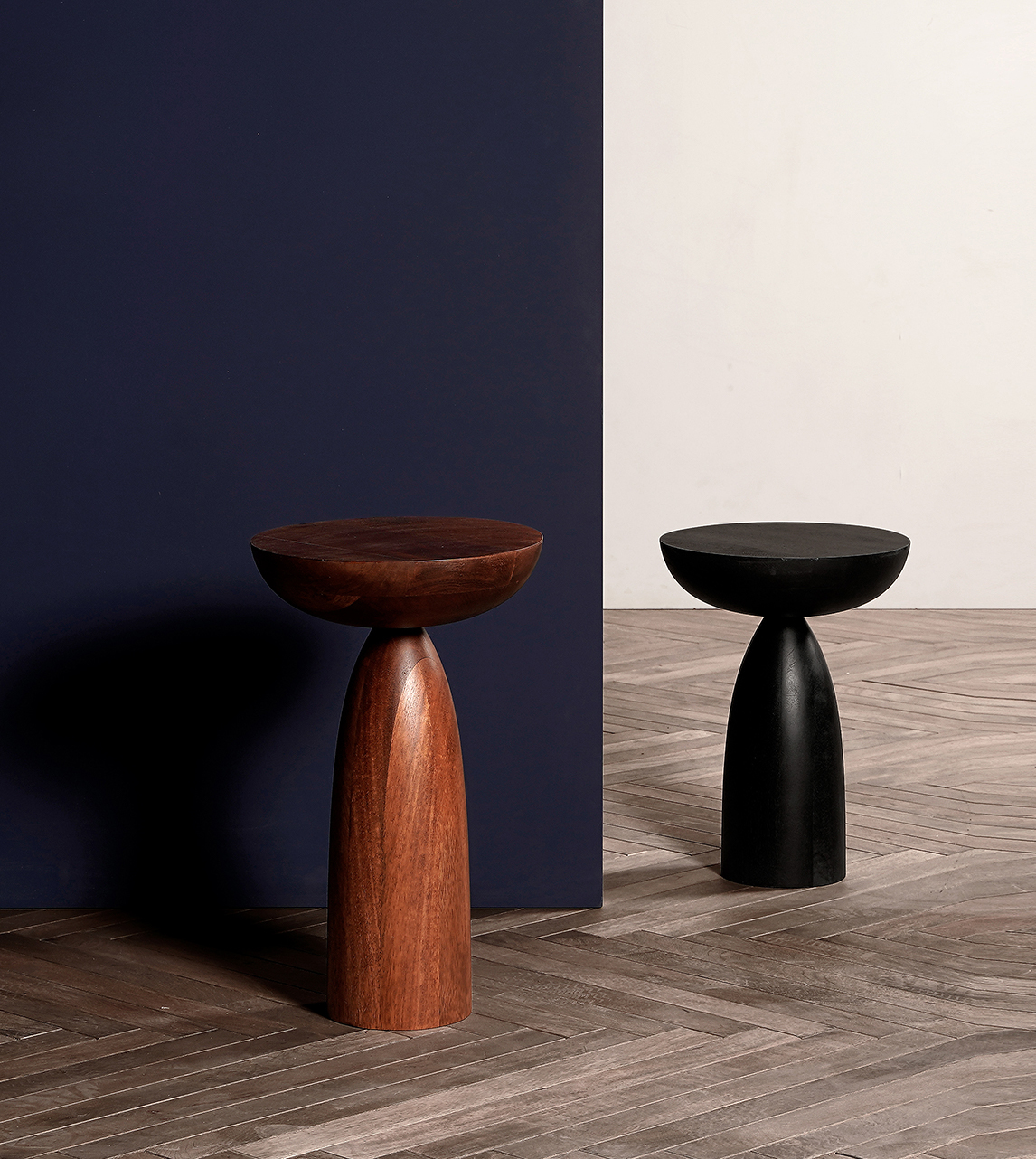 Cole Scandi Side Tables, Set of Two in Black & Dark Brown Mango Wood ...
