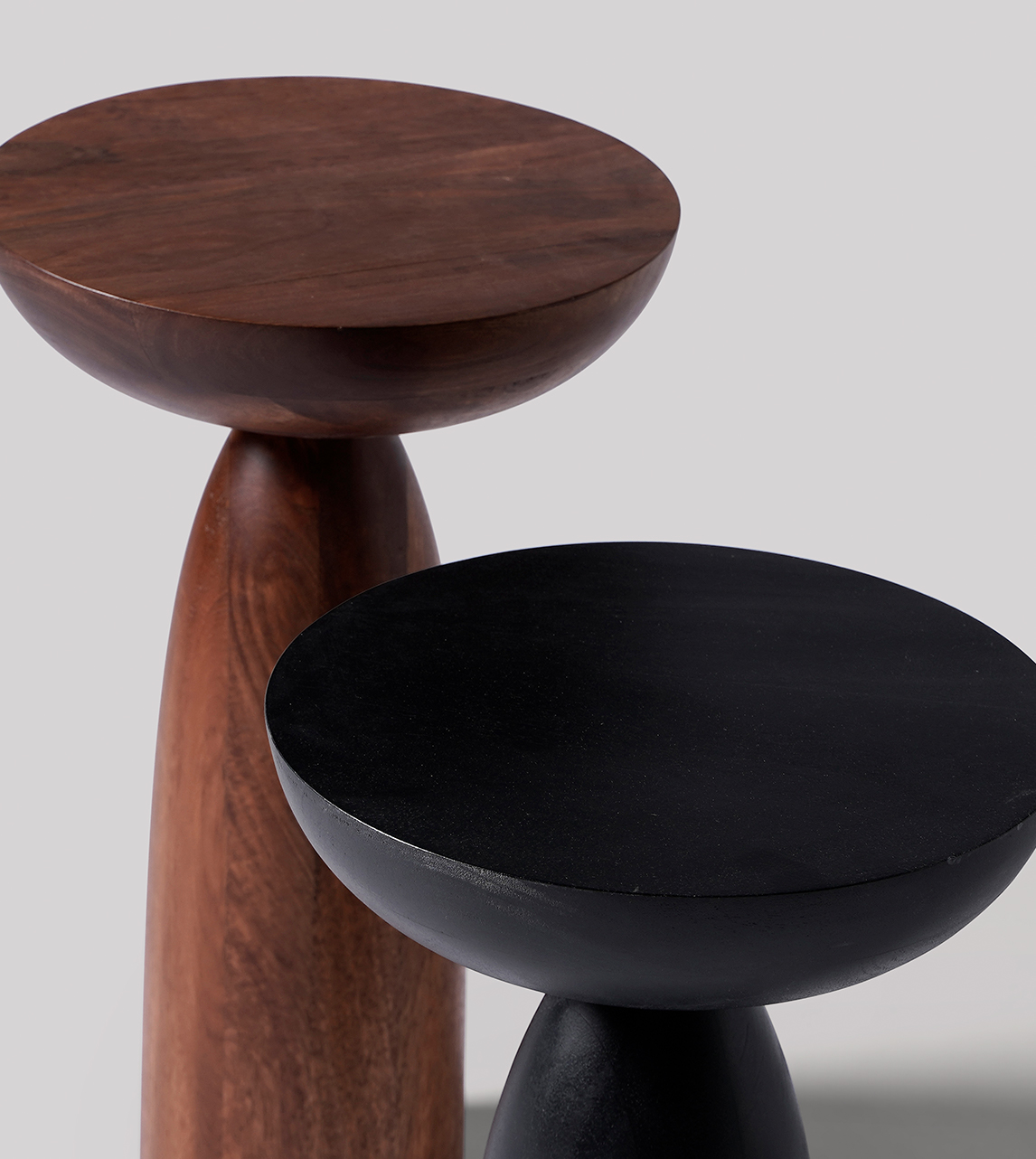Cole Scandi Side Tables, Set of Two in Black & Dark Brown Mango Wood ...