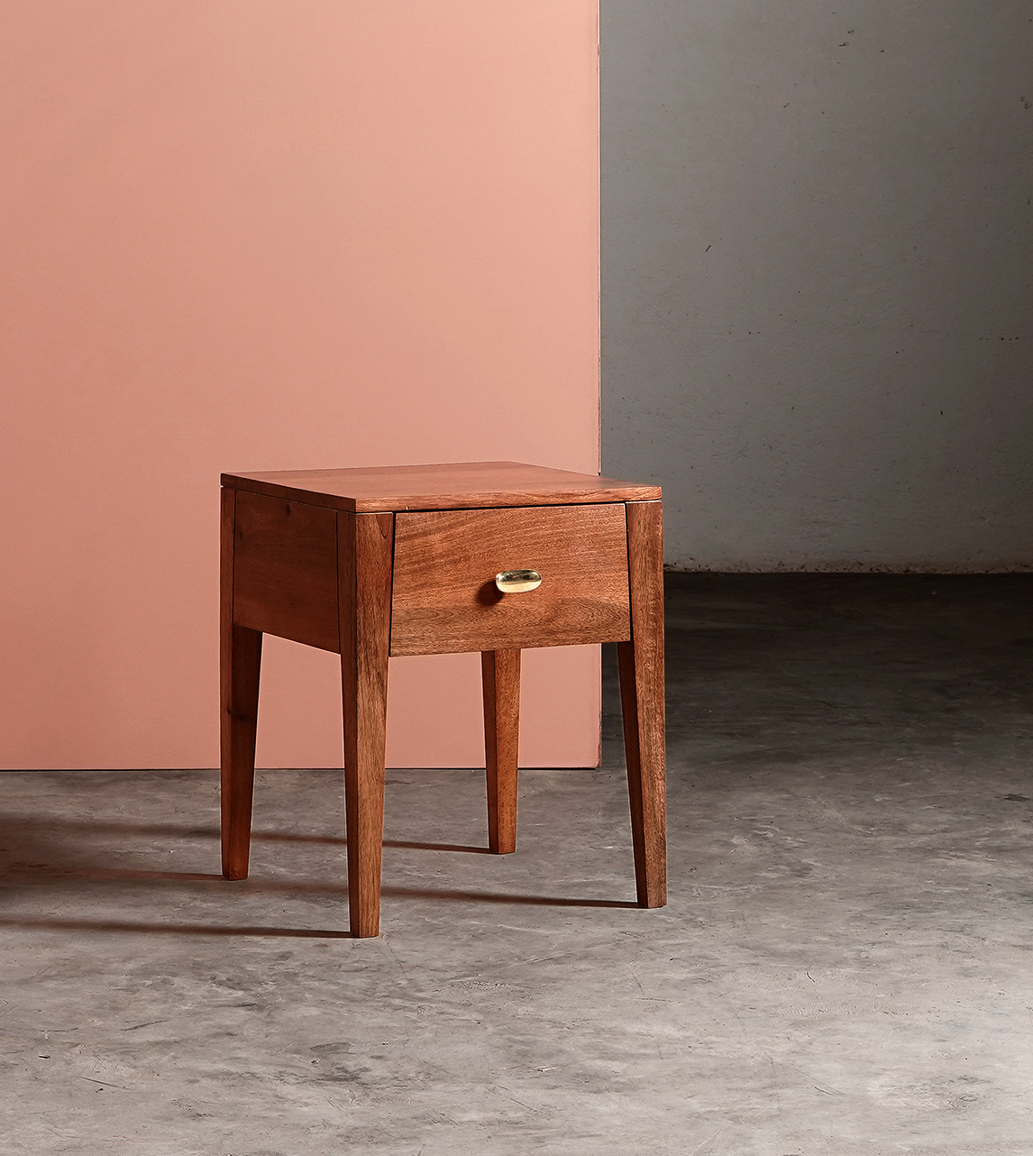 Conan Traditional Bedside Table in Brass & Dark Mango Wood | Swoon