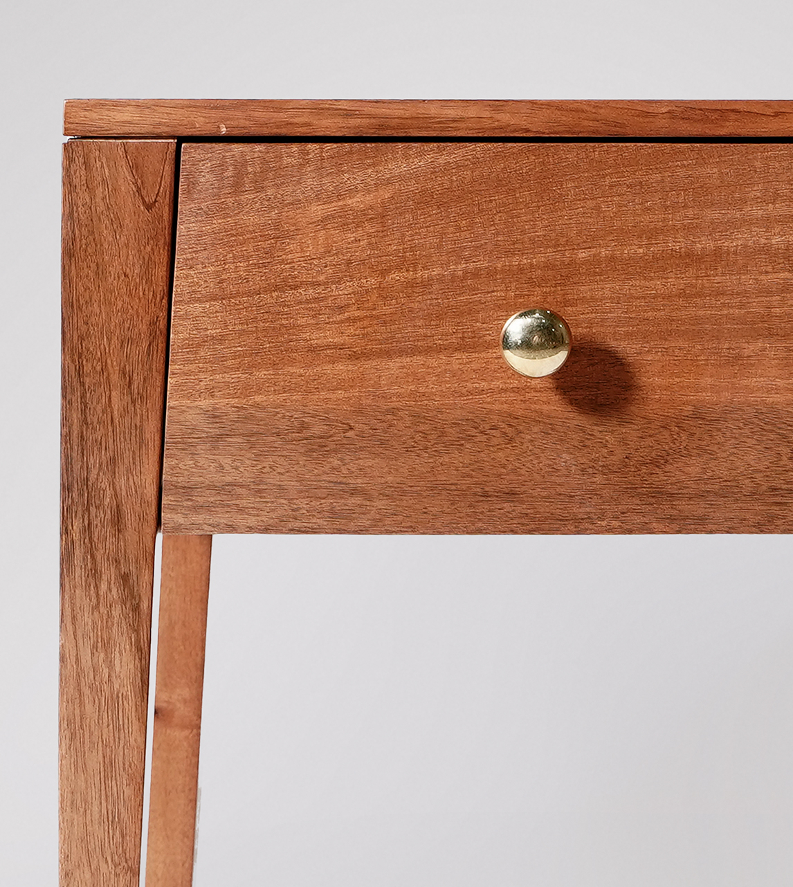 Conan Traditional Bedside Table in Brass & Dark Mango Wood | Swoon