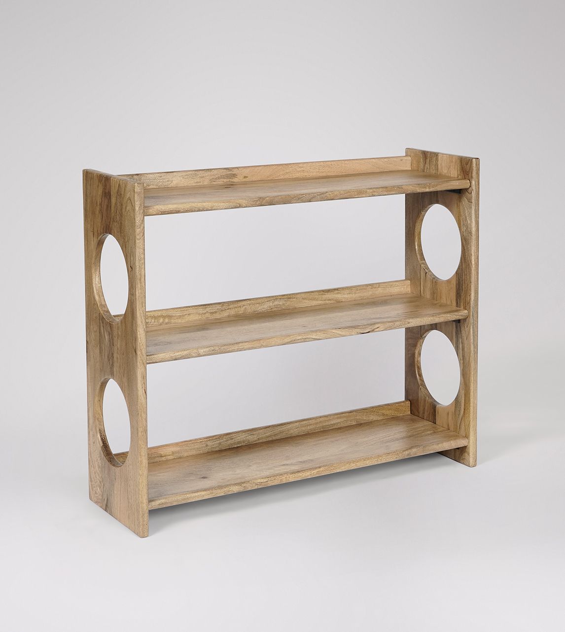 Alduin Contemporary Small Low Shelving Unit in Natural Oak-Stained ...