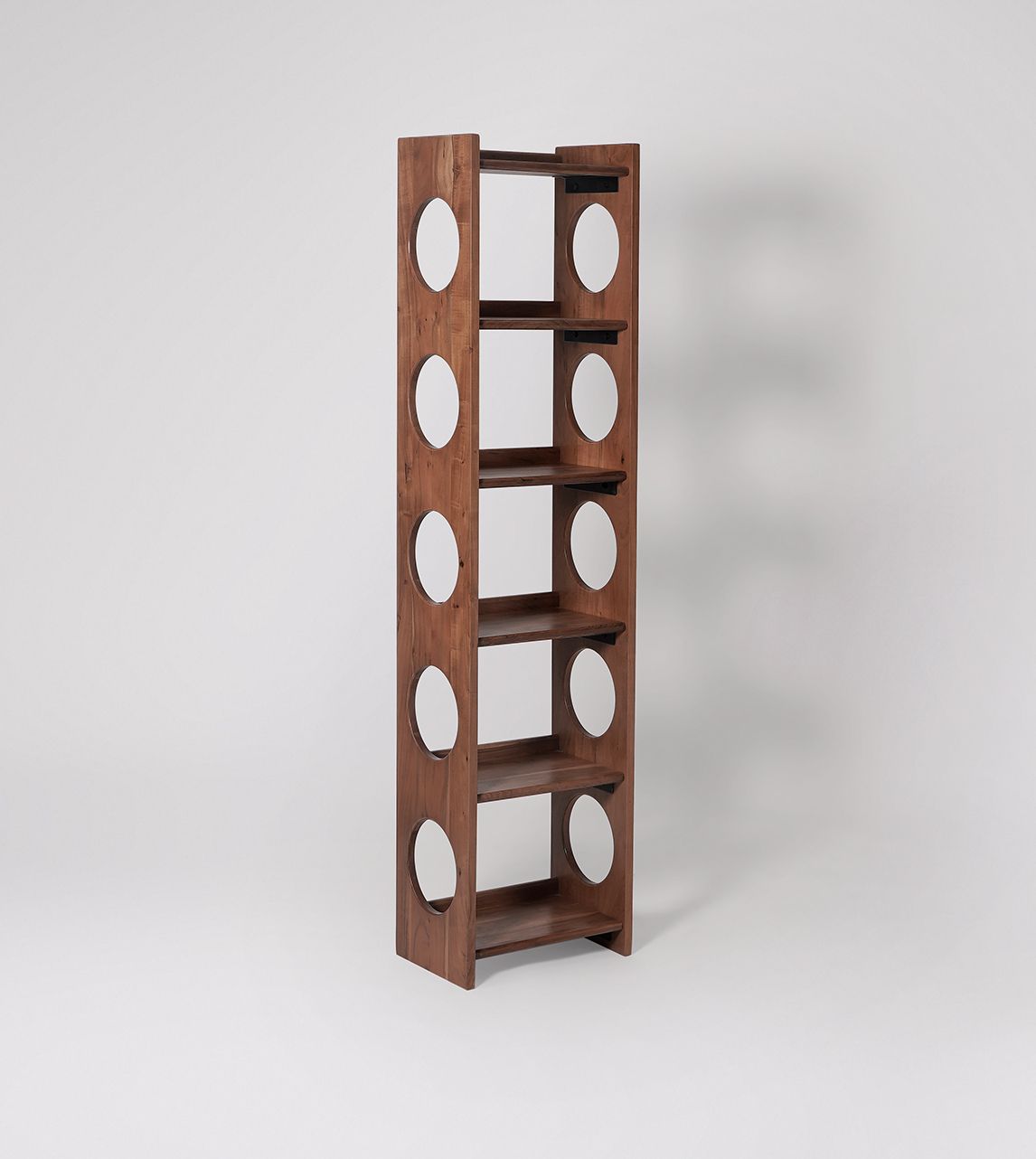 Alduin Contemporary Narrow Shelving Unit in Dark Brown Acacia | Swoon