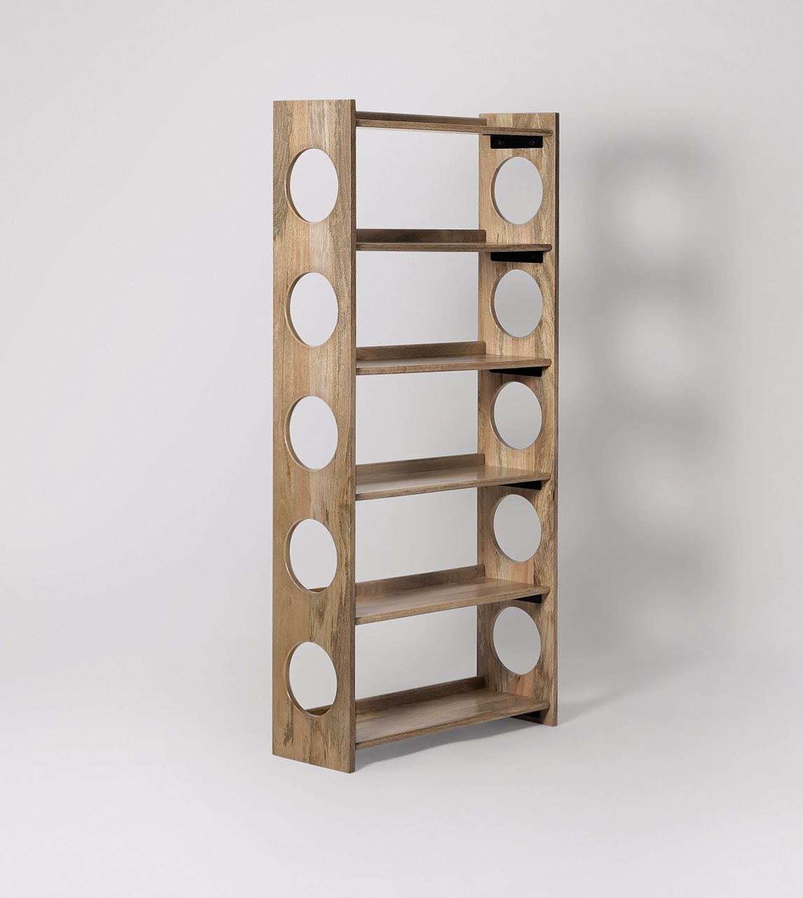 Alduin Contemporary Wide Shelving Unit in Natural Oak-Stained Mango ...