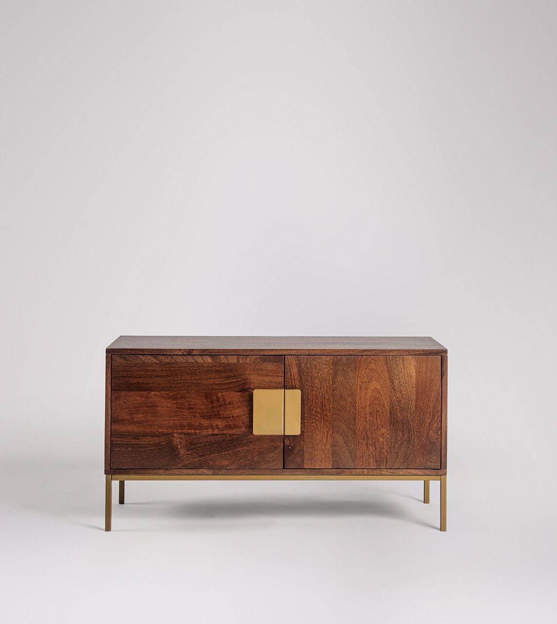 Banner Small Media Unit, Contemporary Style in Light Brown Mango Wood ...