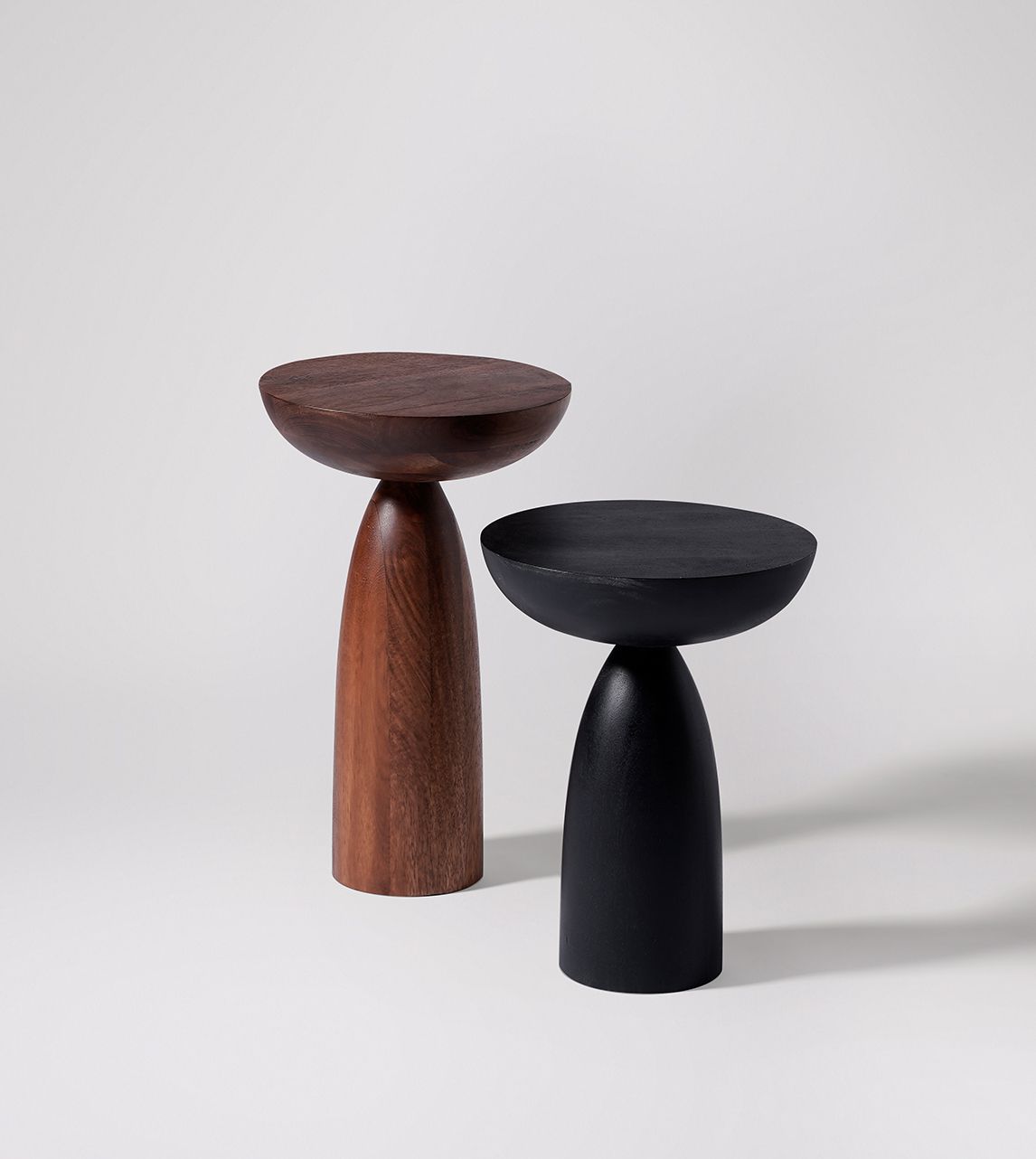 Cole Scandi Side Tables, Set of Two in Black & Dark Brown Mango Wood ...