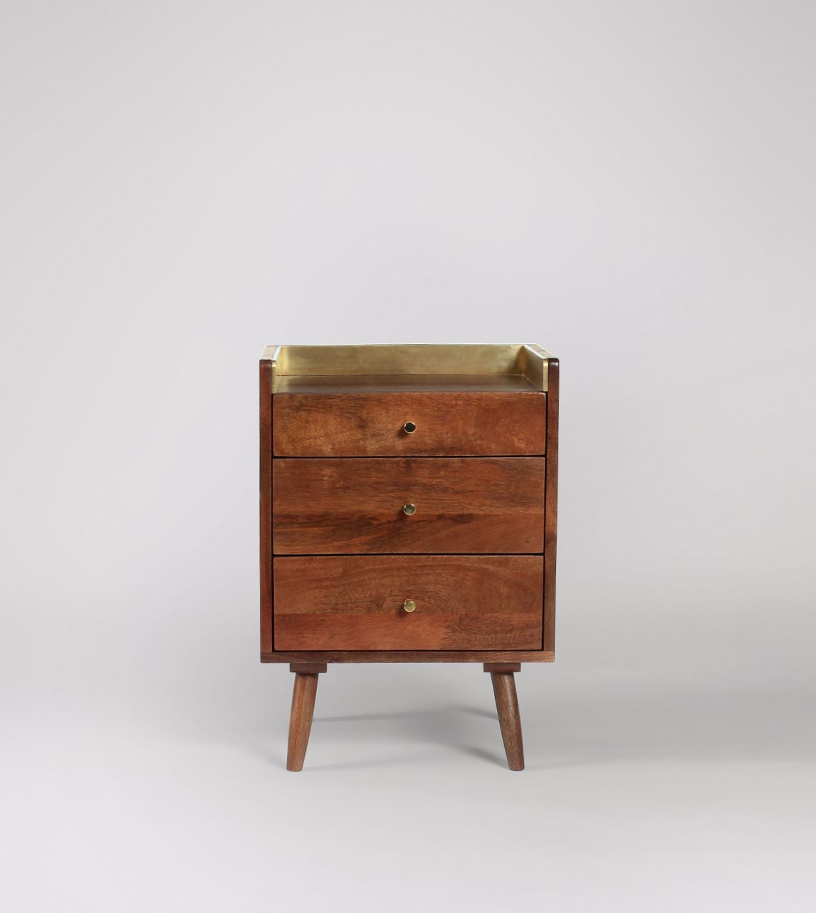 Fresco Three-drawer Bedside Table, Mid-century Scandi Style in Light ...