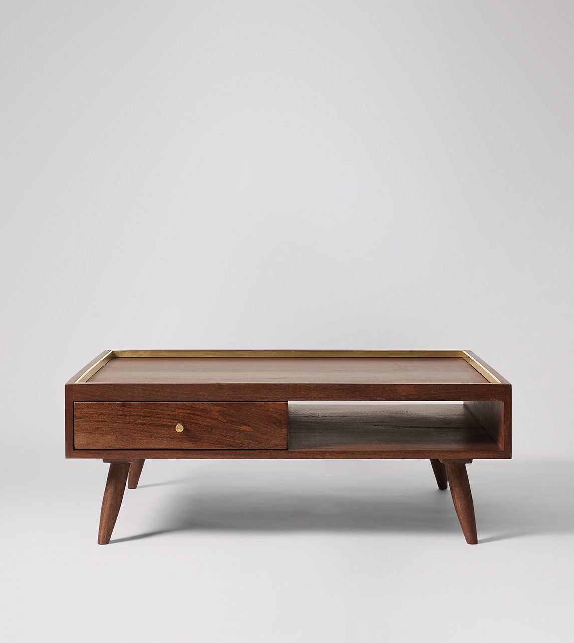 Fresco Scandi Style Coffee Table in Mango Wood & Brass | Swoon