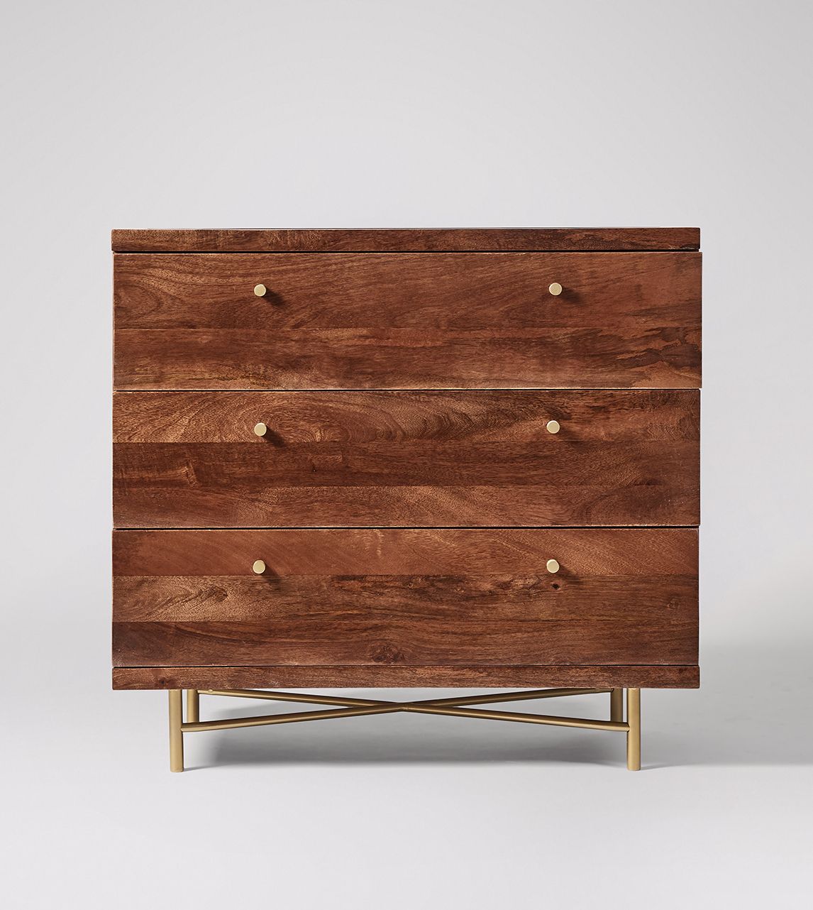 Halle Mid-Century Modern Style, Three-Drawer Chest of Drawers in Light ...