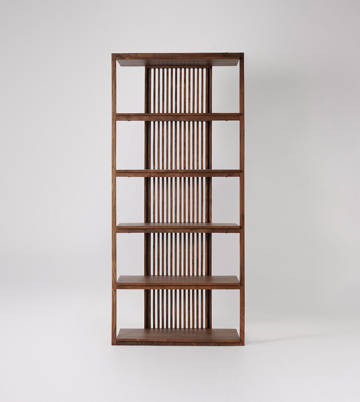 Klaus Mid-Century Scandi Shelving Unit in Dark Brown Acacia | Swoon