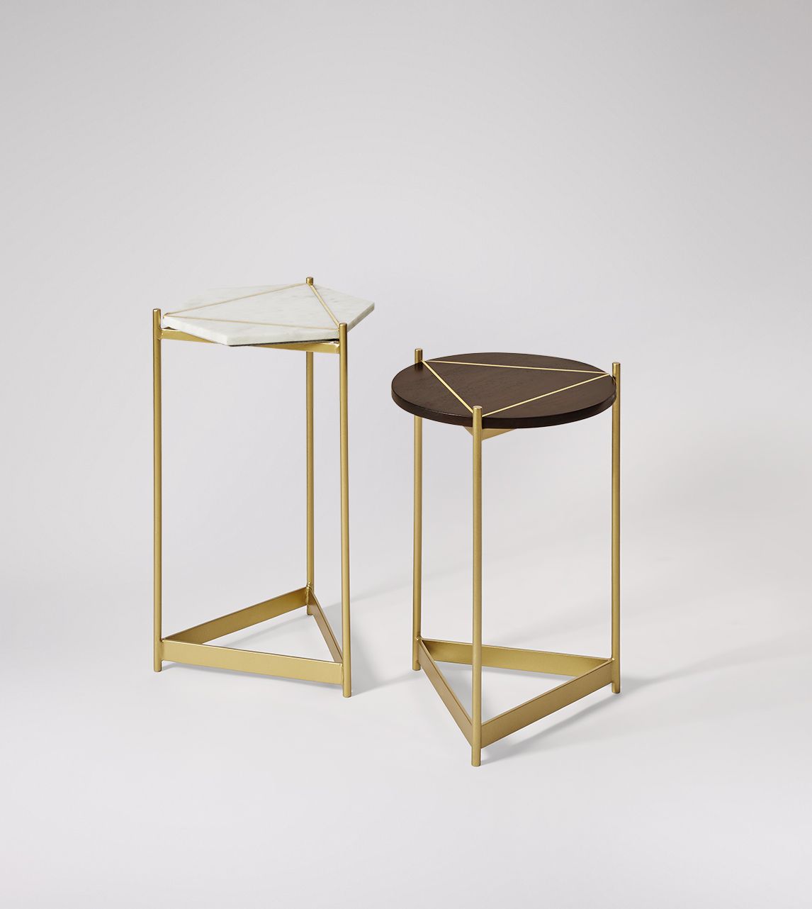 Libra Contemporary Side Tables, Set of Two in Dark Mango Wood, White ...