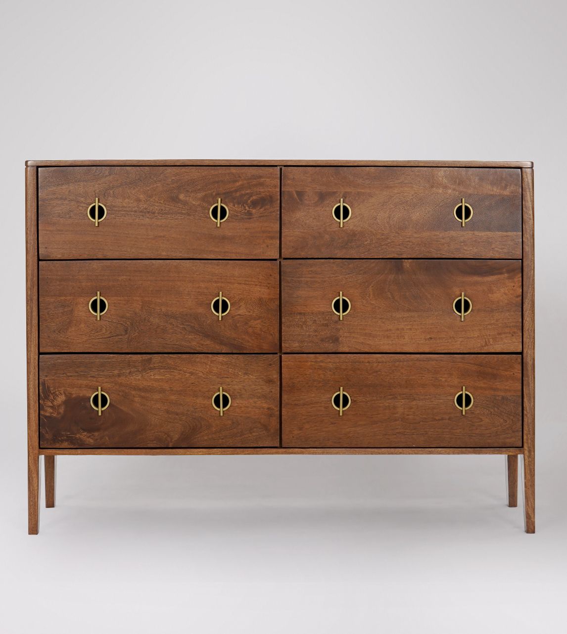 Morse Scandi Six-drawer Chest of Drawers in Dark Brown Mango Wood | Swoon