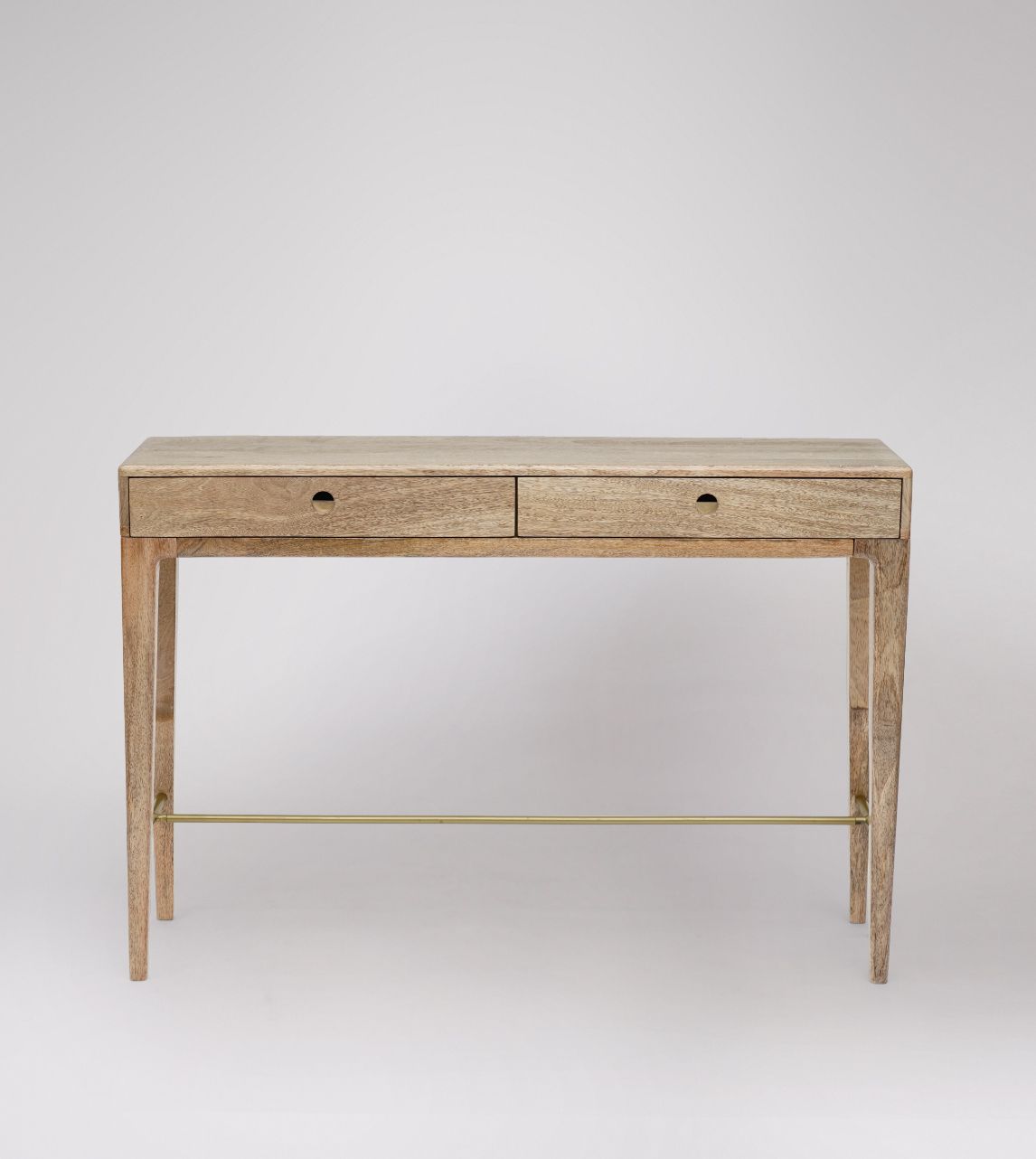 Nyhavn Mid-Century Scandi Console Table in Natural Mango Wood & Brass ...