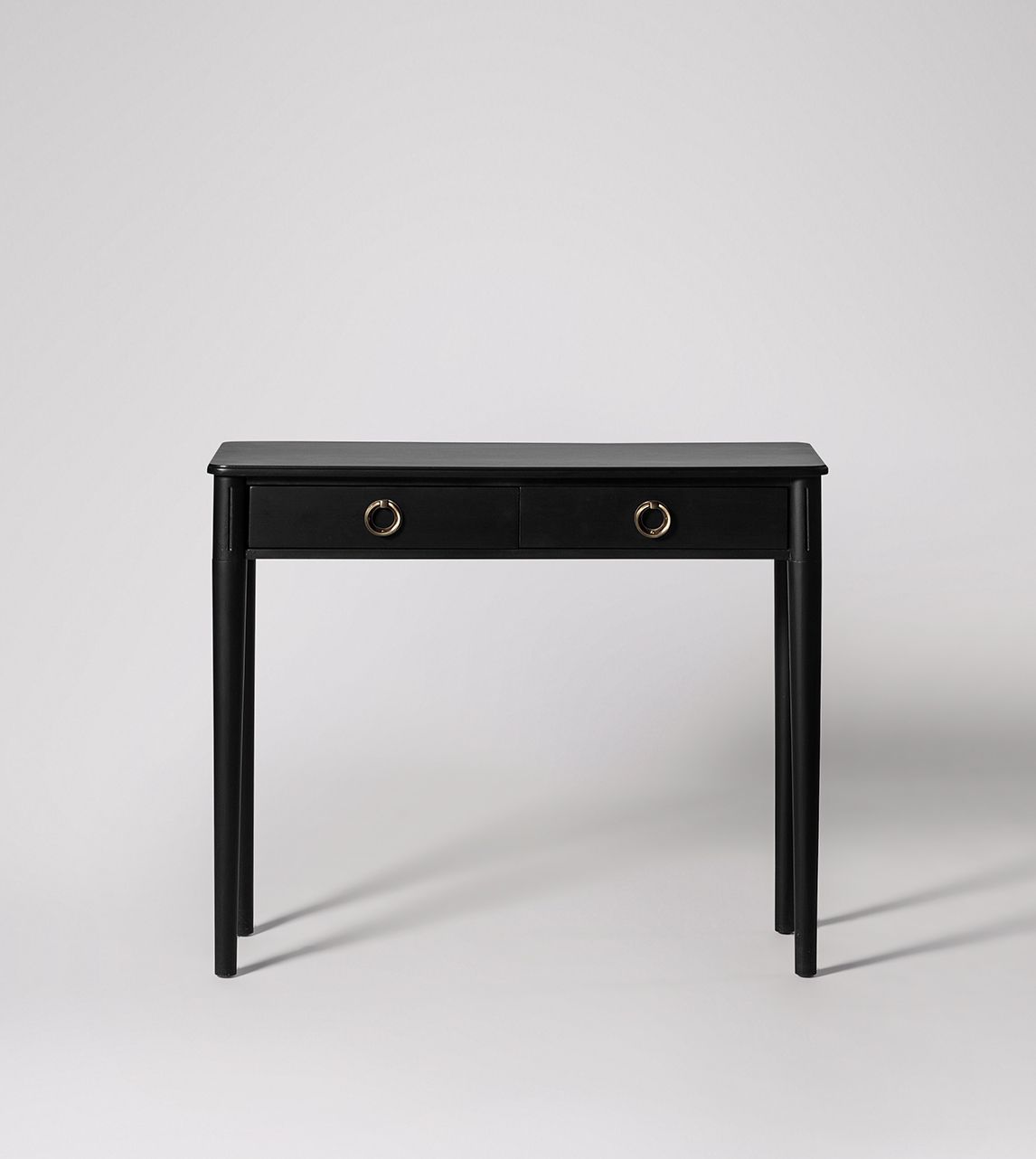 Reyna Classic Console Table in Matt Charcoal & Brass | Swoon