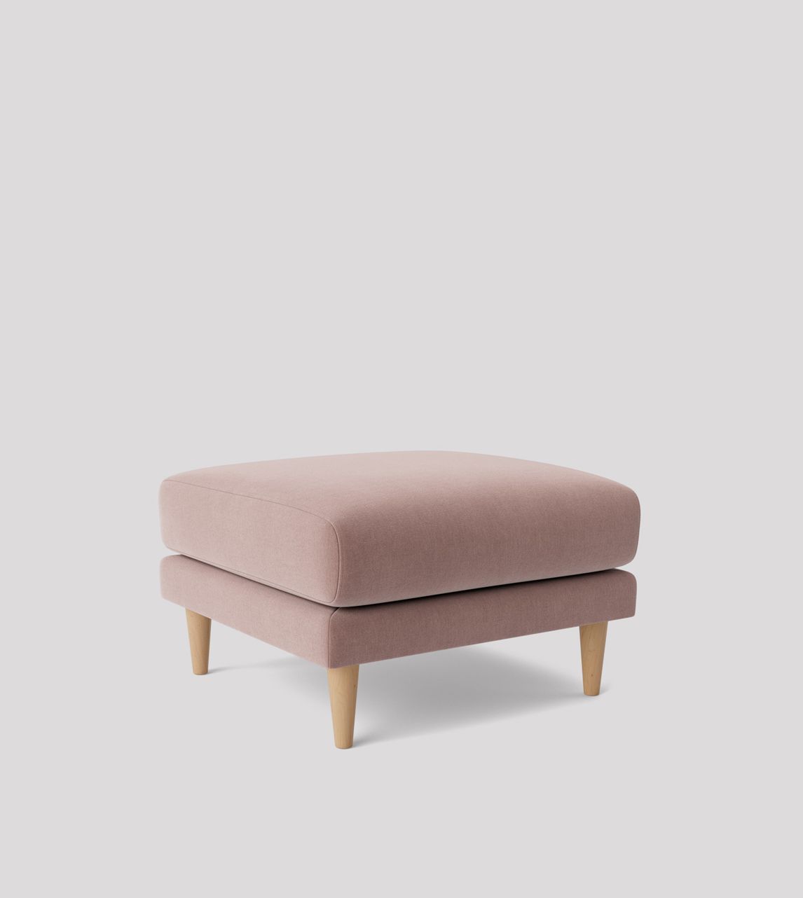 Turin Ottoman in Dusk Crushed Velvet with Light Feet | Swoon
