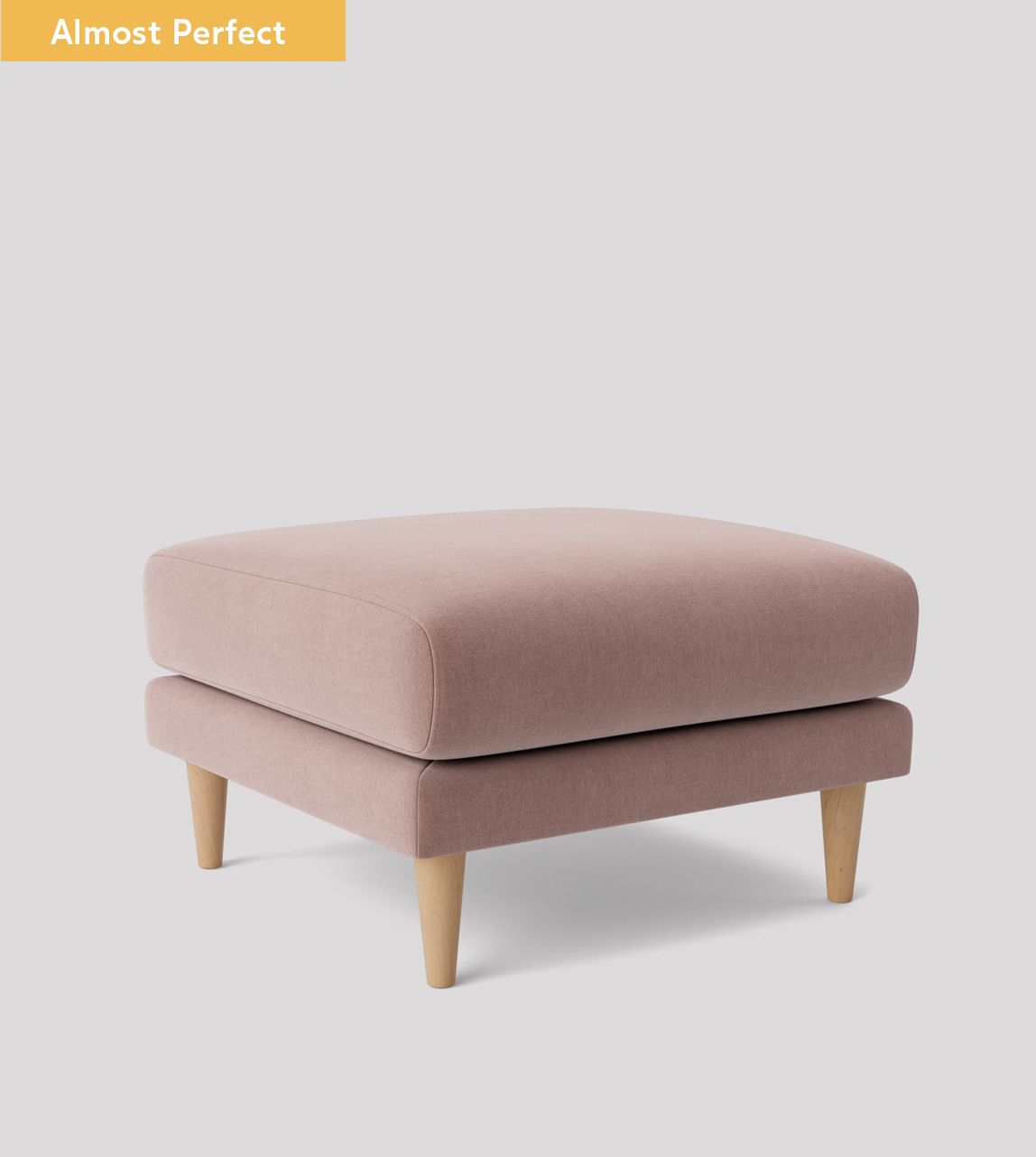 Turin Ottoman in Dusk Crushed Velvet with Light Feet | Swoon