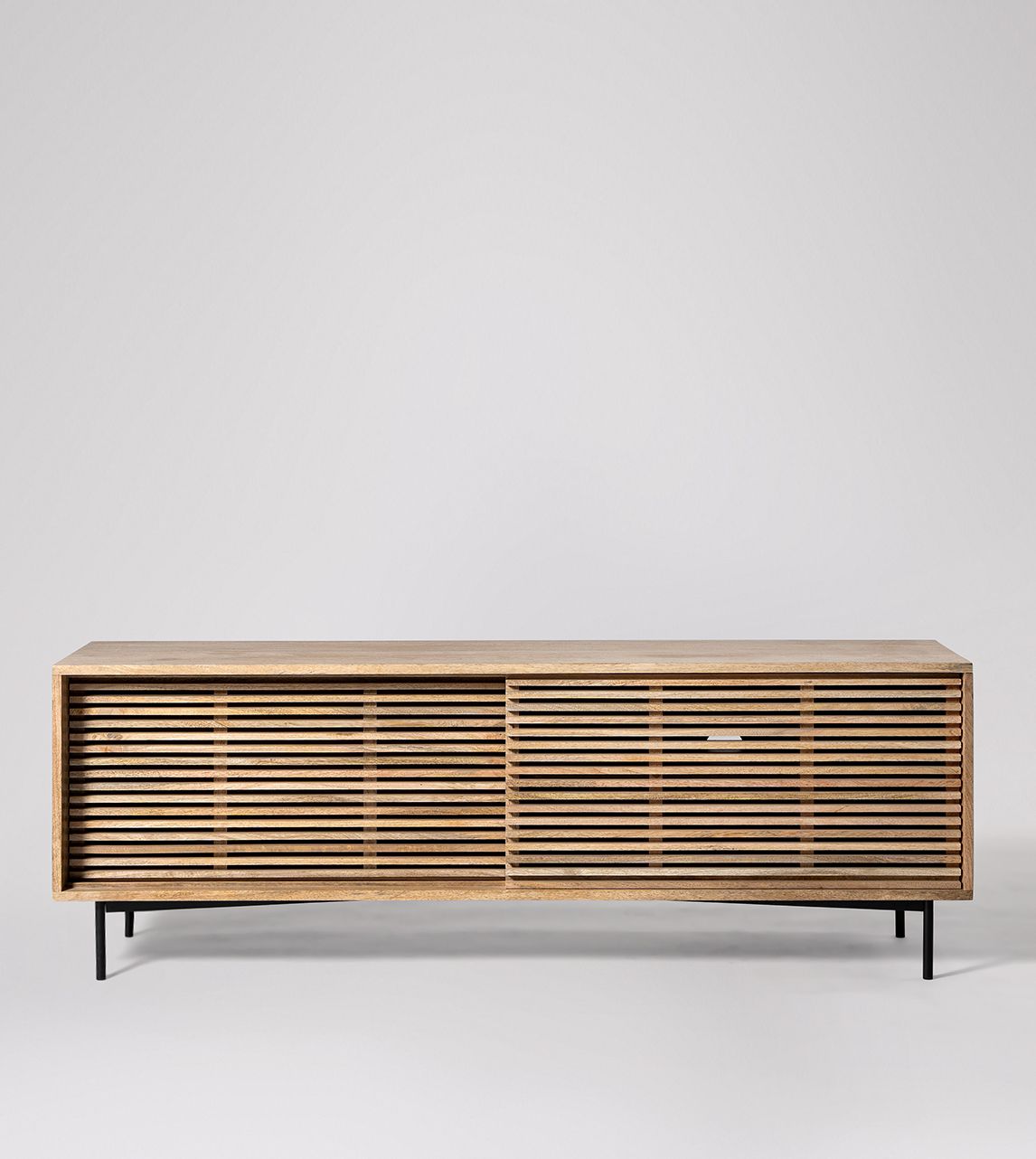 Weaving Large Media Unit, Scandi Style in Natural Mango Wood & Black ...