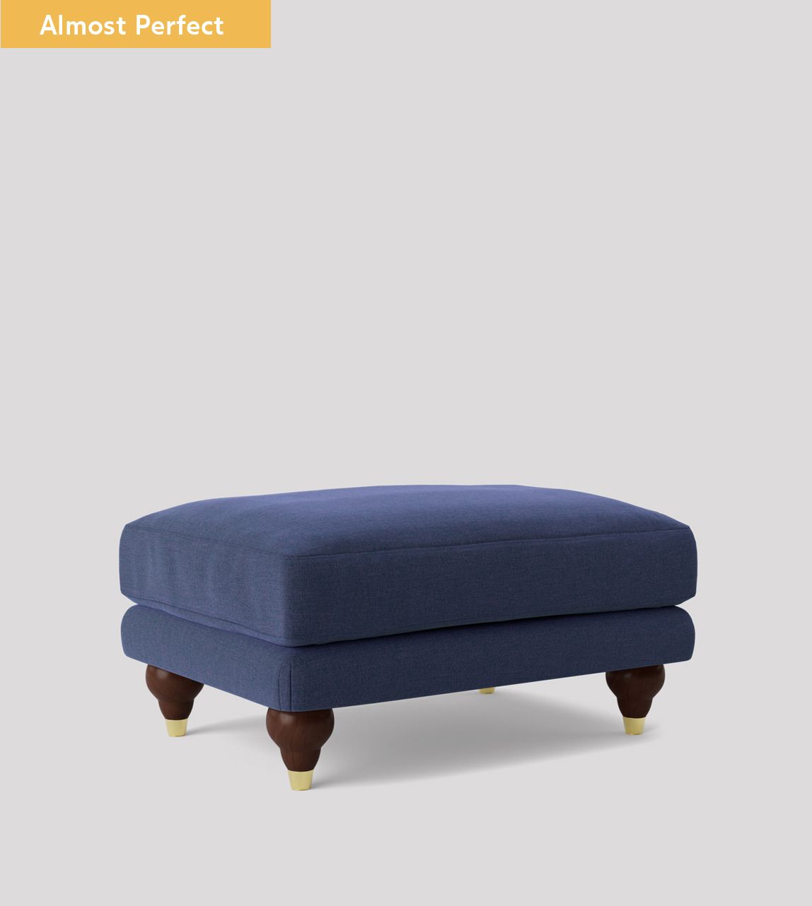 Willows Ottoman in Denim Plain with Dark Feet | Swoon