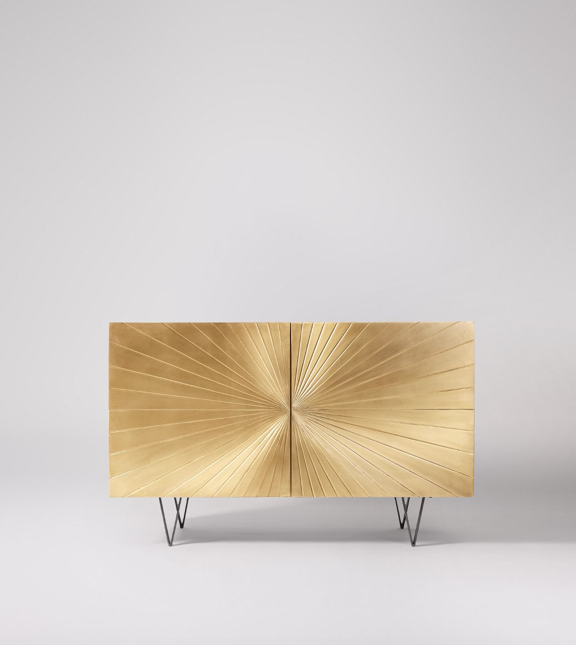 Ziggy Contemporary Sideboard in Brass & Dark Mango Wood | Swoon