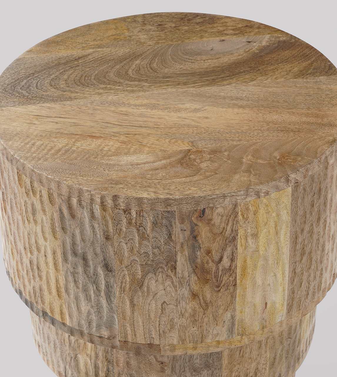 Dee Scandi Side Table in Adzed Natural Oak-Stained Mango Wood | Swoon