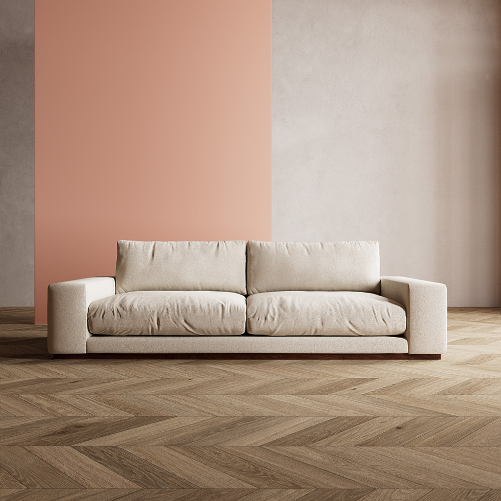 Denver Four-seater Sofa in Ivory Boucle with Dark Feet | Swoon