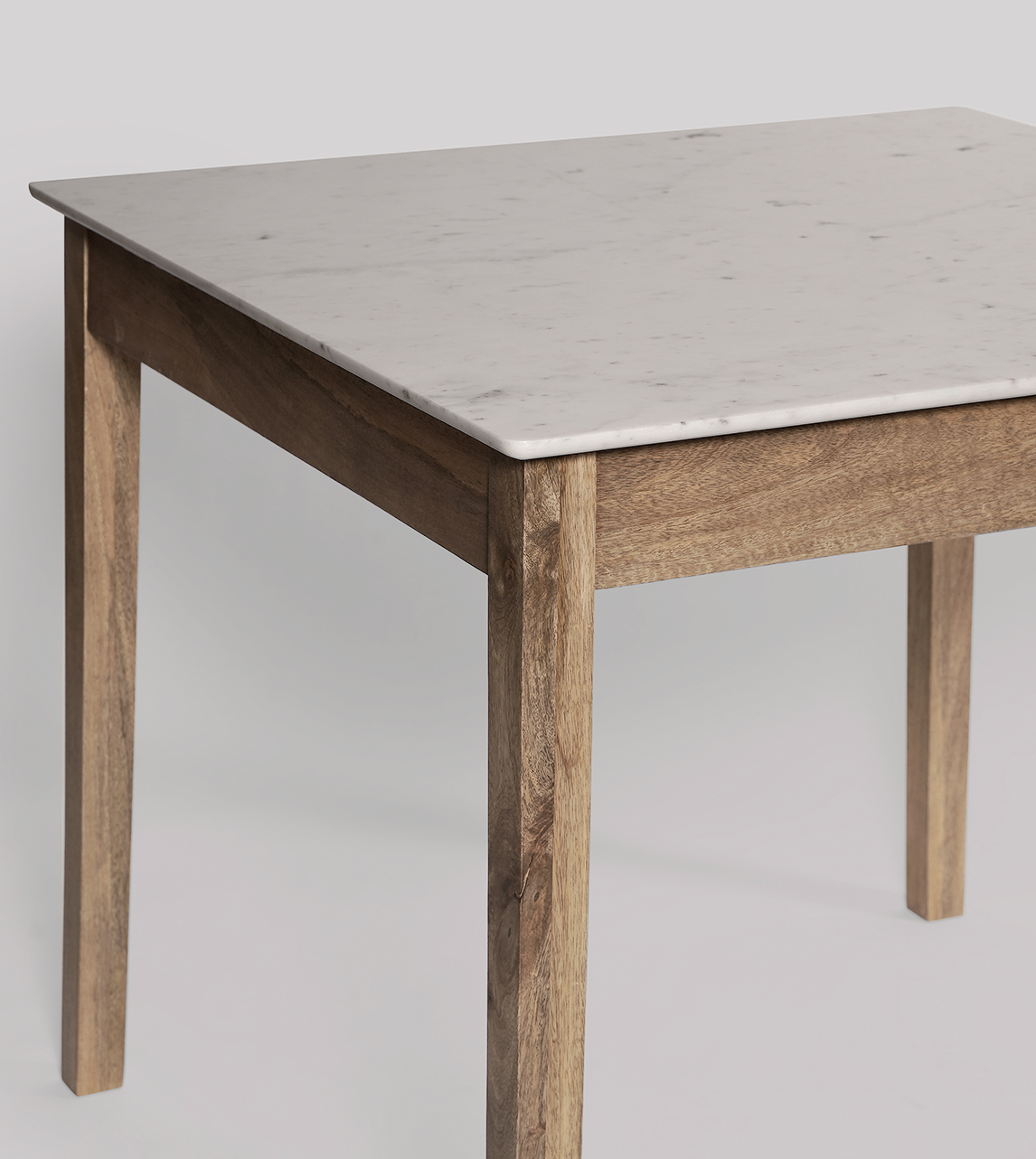 Duval Classic Four-seater Dining Table in Natural Oak-stained Mango Wood & White Marble | Swoon