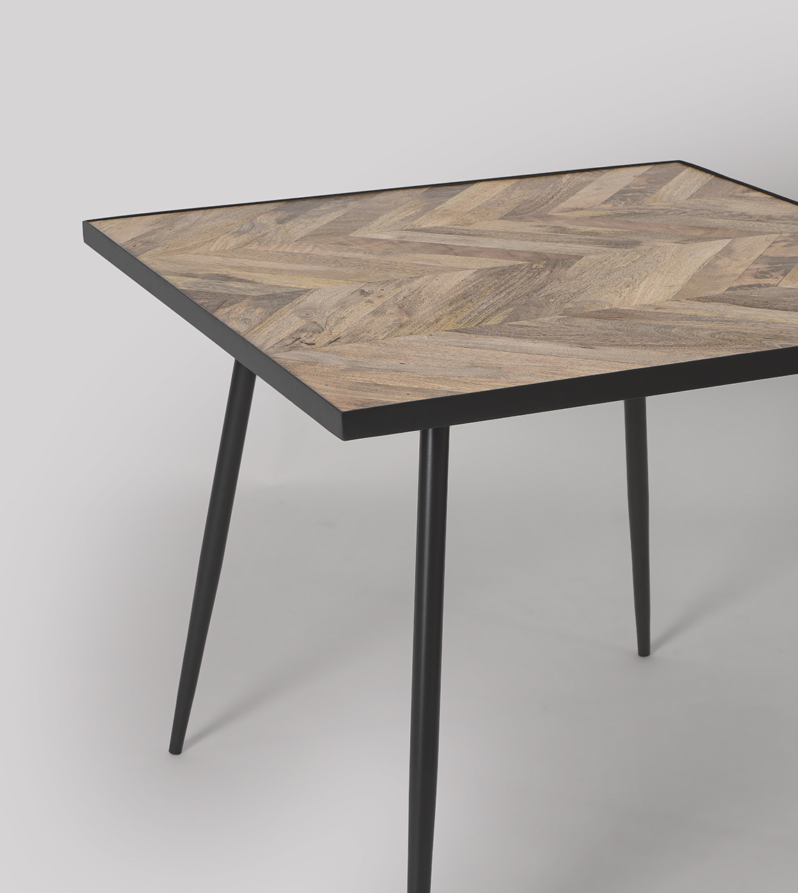 Ellis Square Dining Table, Industrial Style in Natural Mango Wood ...