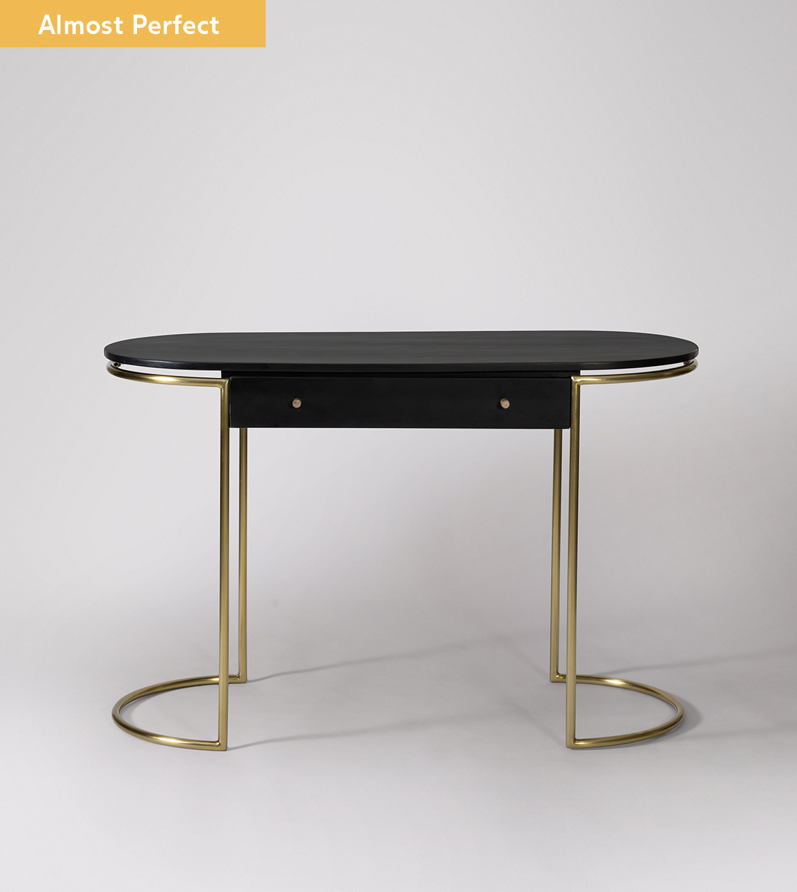 Elson Art Deco Desk in Black Mango Wood & Brass. | Almost Perfect | Swoon