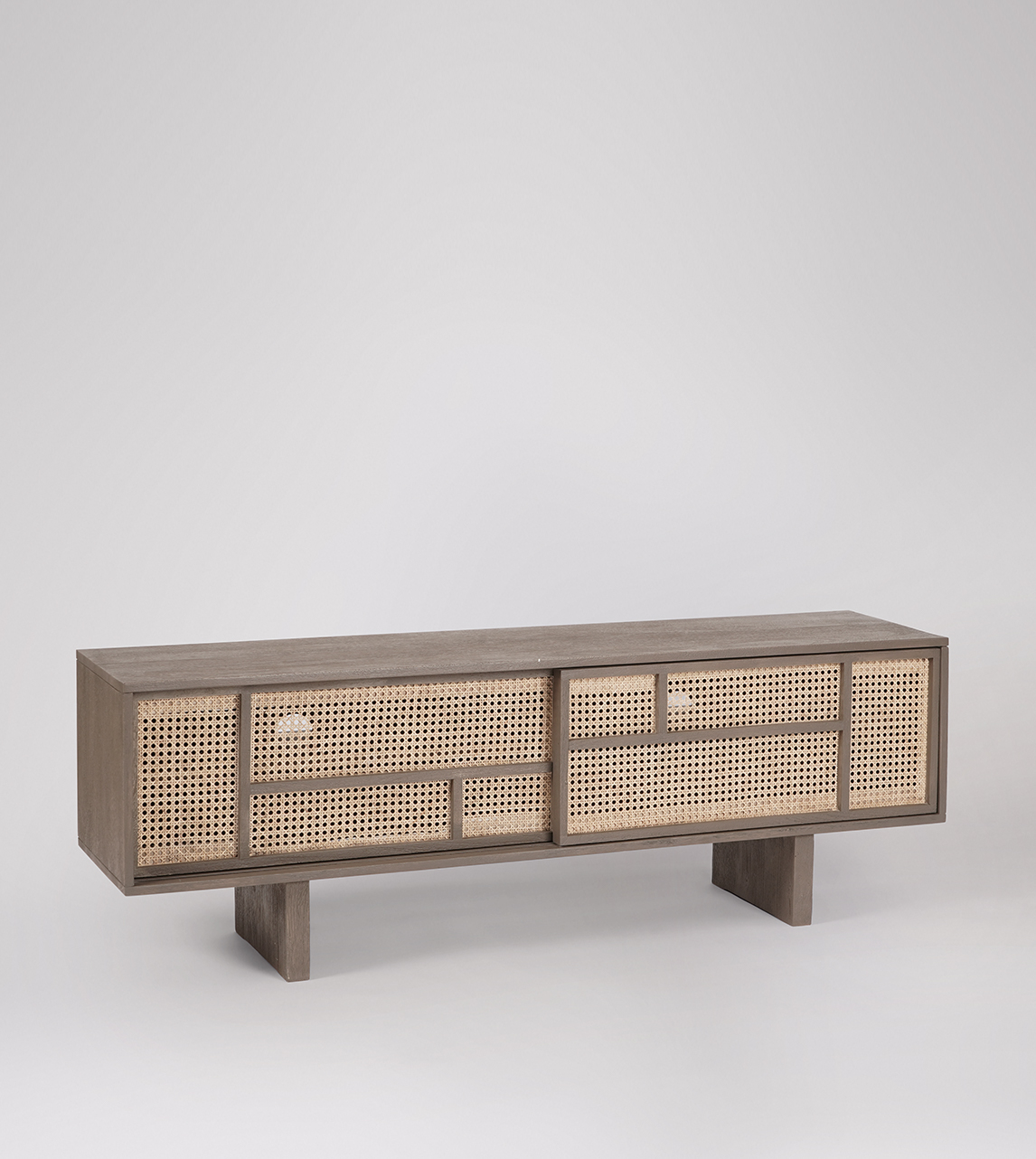 Falstone Mid-Century Scandi TV Stand in Sandblasted Grey Mango Wood ...