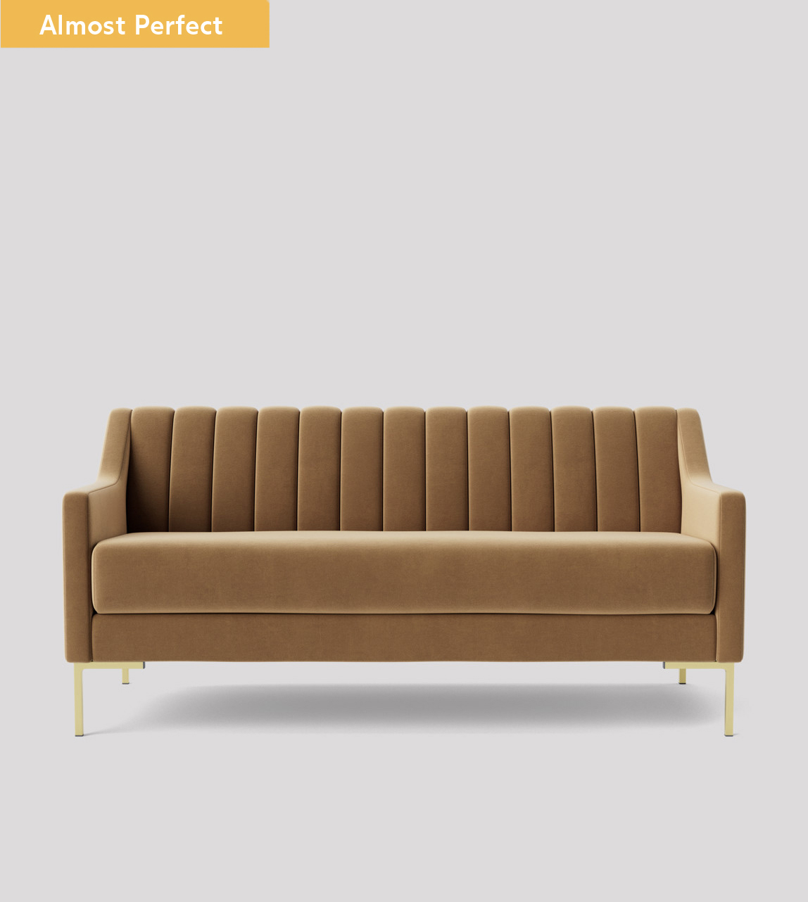 Febe Three-seater Sofa in Biscuit Easy Velvet with Brass Feet | Swoon